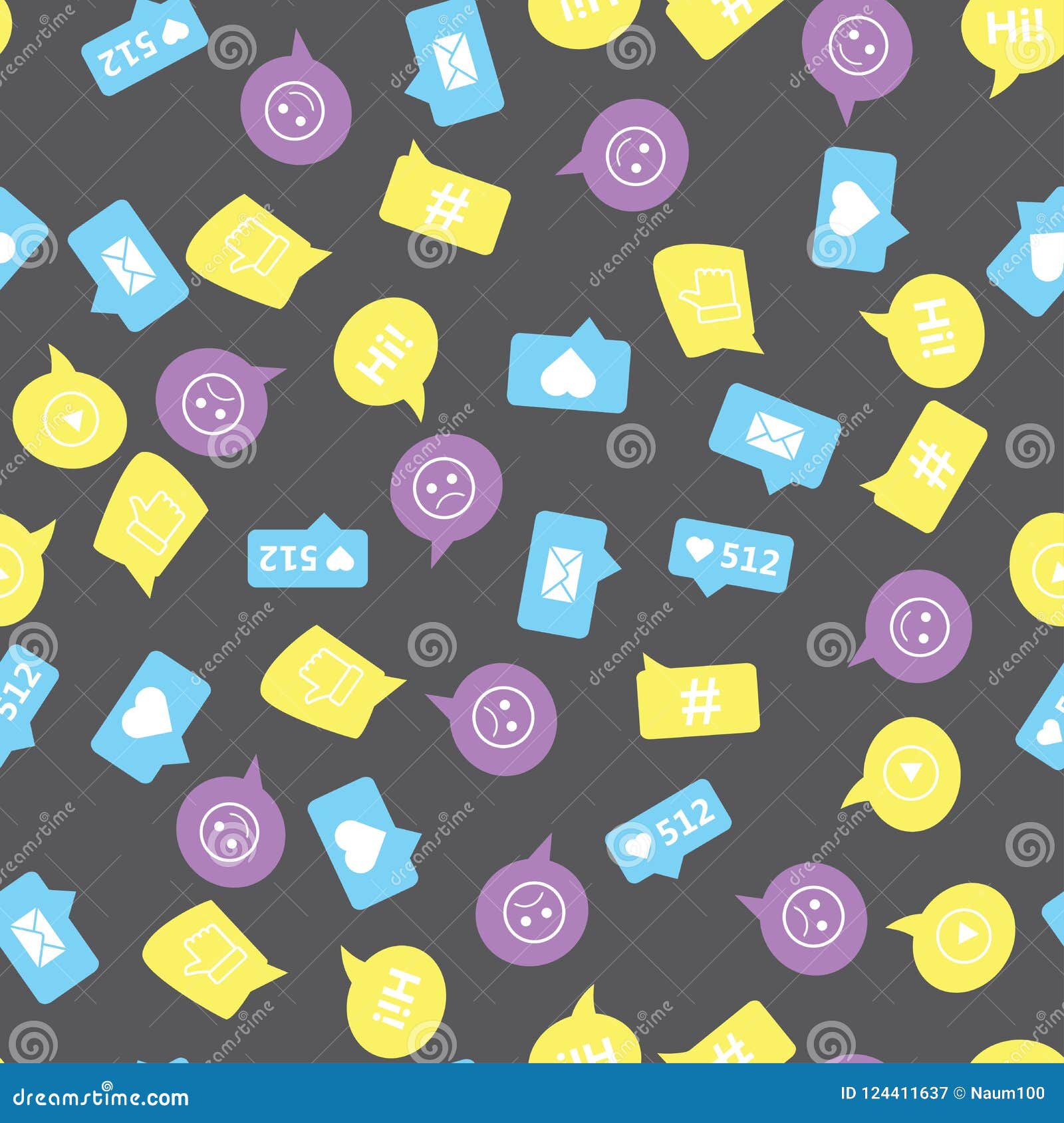 Seamless Pattern with Different Chat Signs on Dark Stock Vector ...