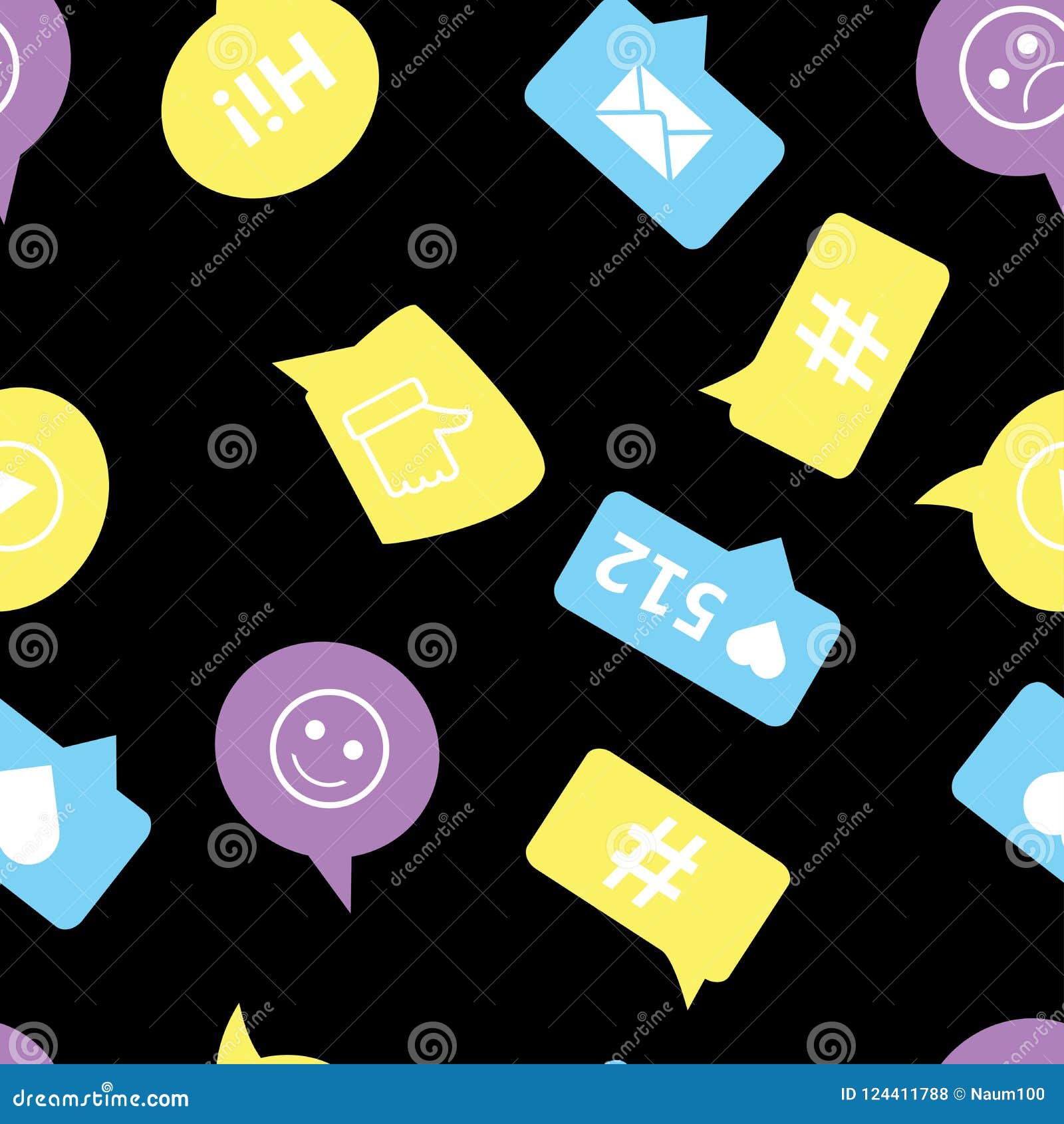 Seamless Pattern with Different Chat Symbols, Stock Vector ...