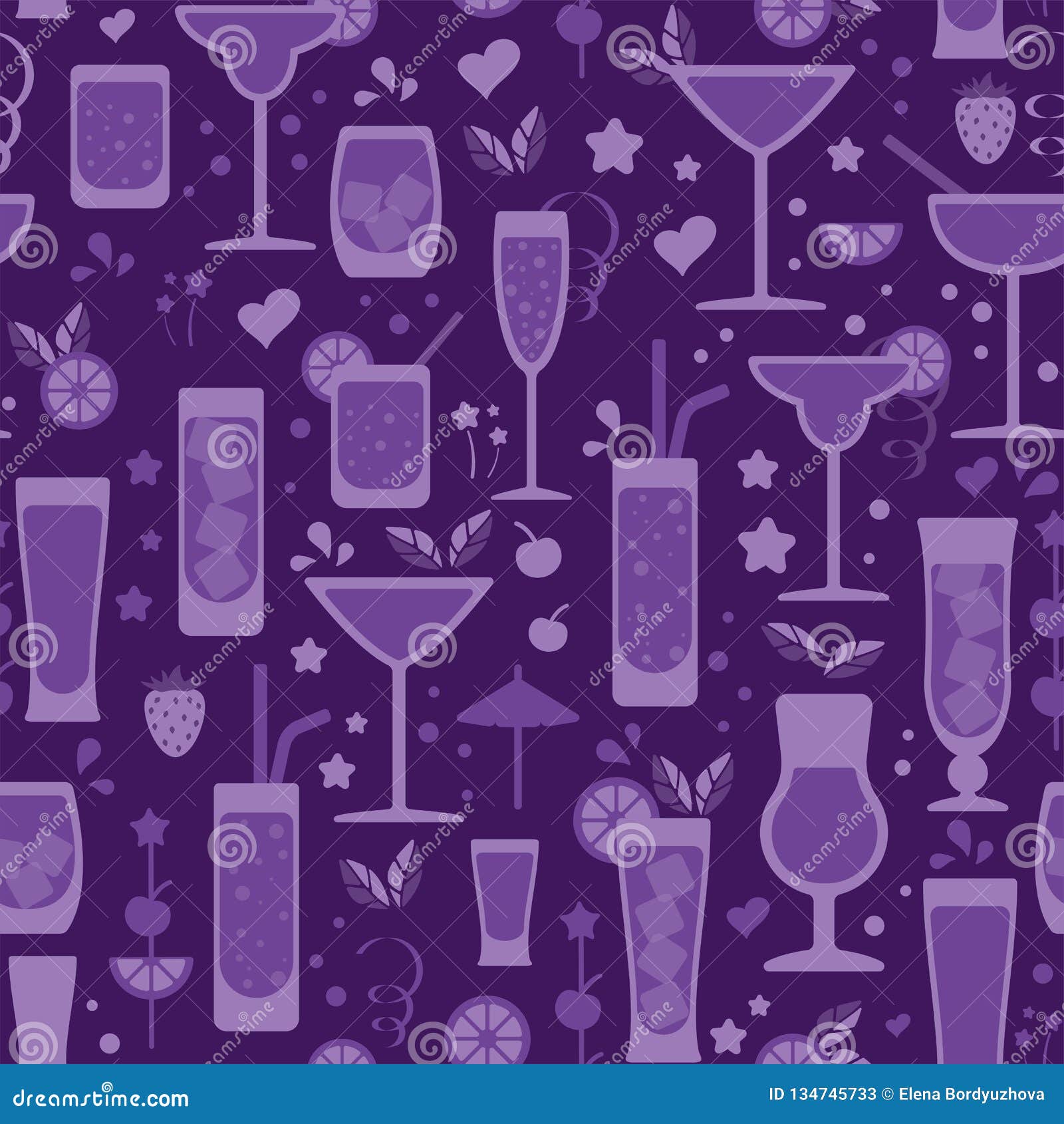 Seamless Pattern with Different Cocktails Stock Vector - Illustration ...