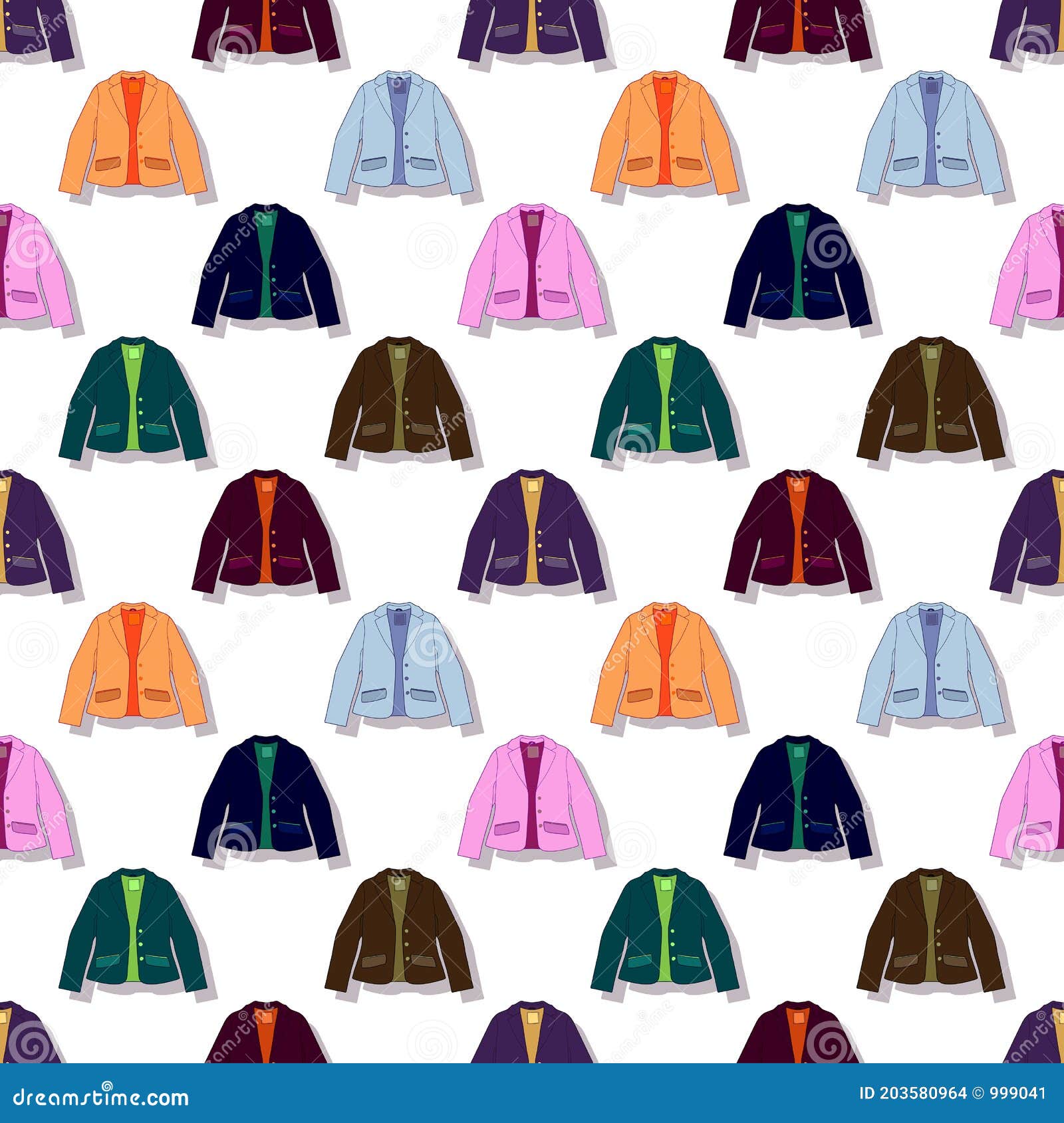 Seamless Pattern of Different Color Jackets. Vector Stock Illustration ...