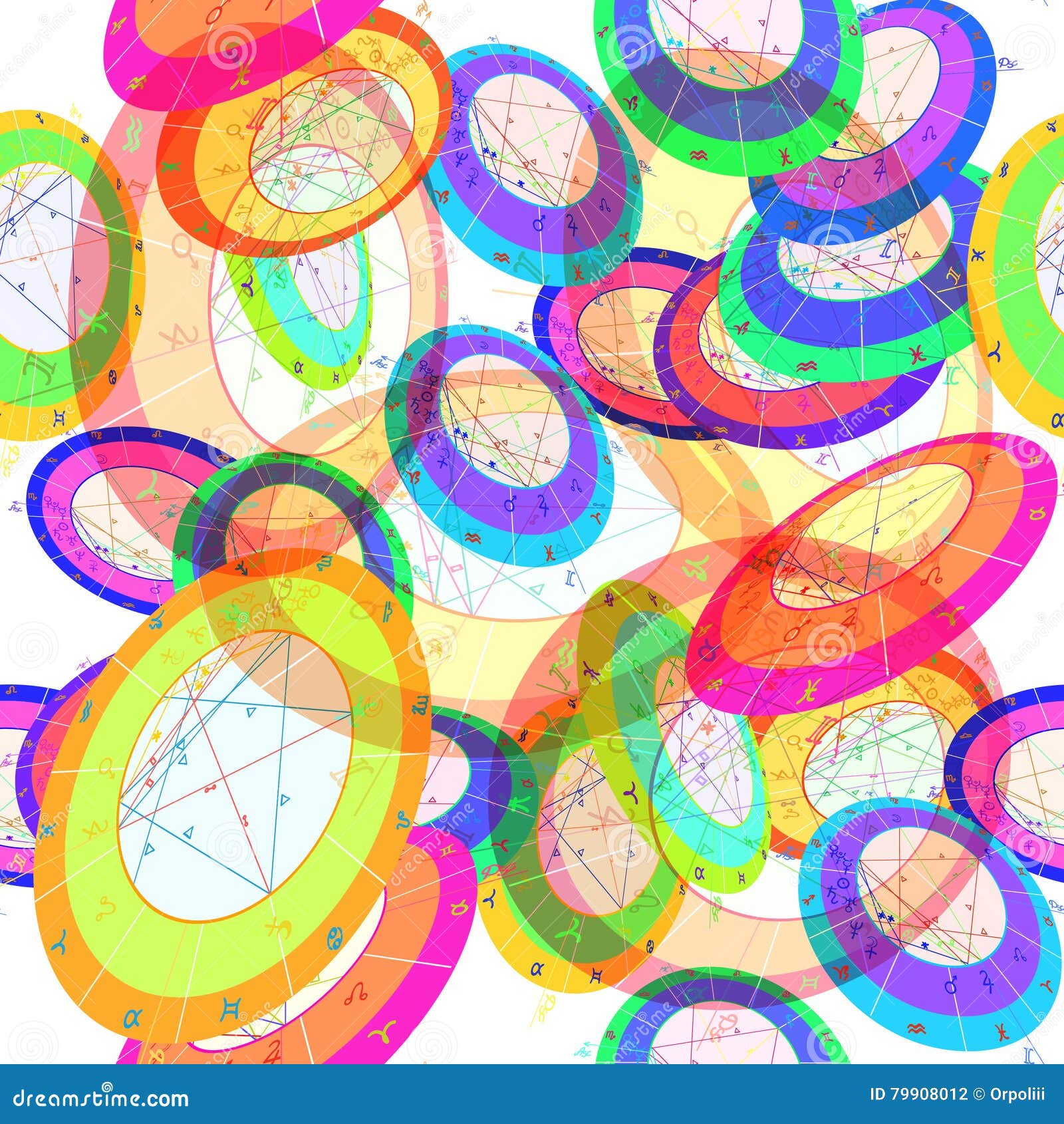 Seamless Pattern Different Colored Natal Astrological Chart Stock ...