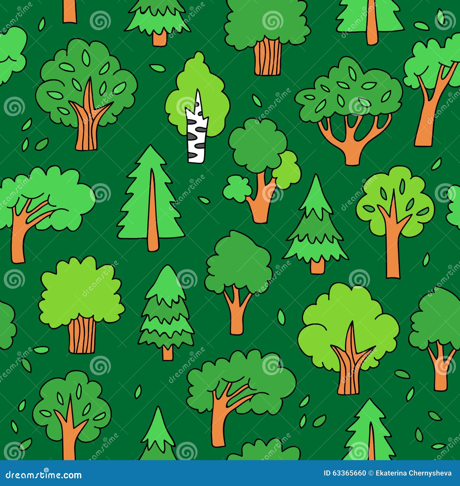 Seamless Pattern of Different Colored Trees Stock Vector - Illustration ...