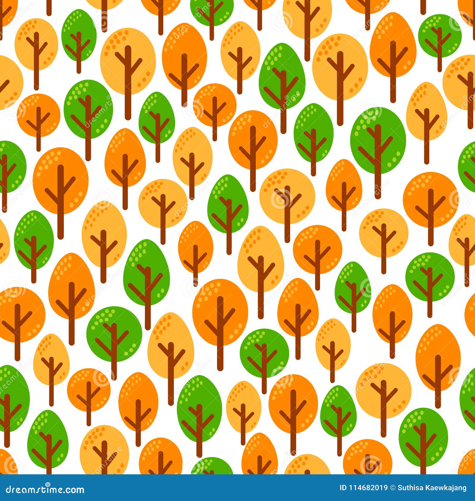 Seamless Pattern of Different Colorful Trees in Forest. Vector I Stock ...