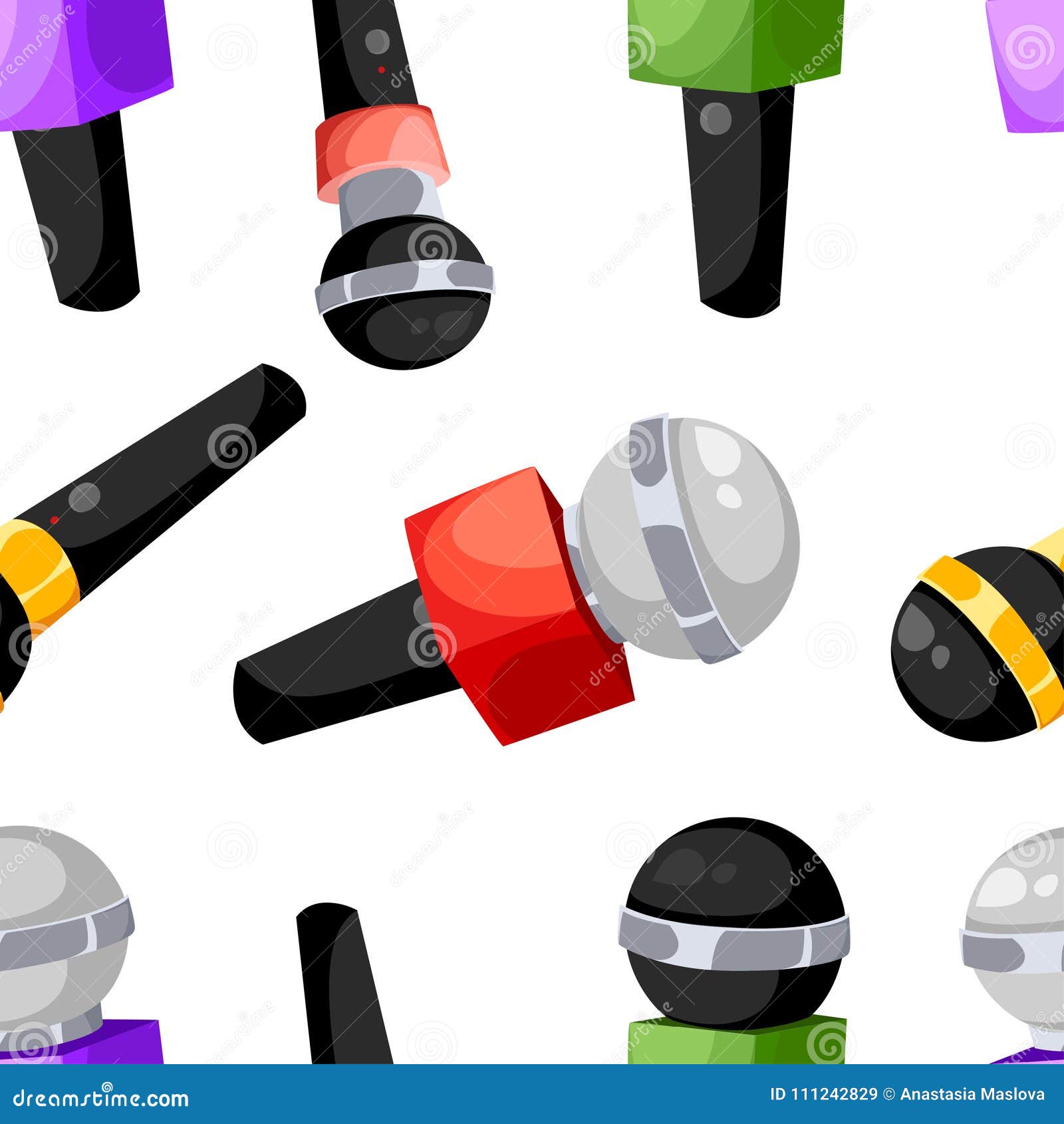 Seamless Pattern of Different Colors Microphones. Microphone for TV ...