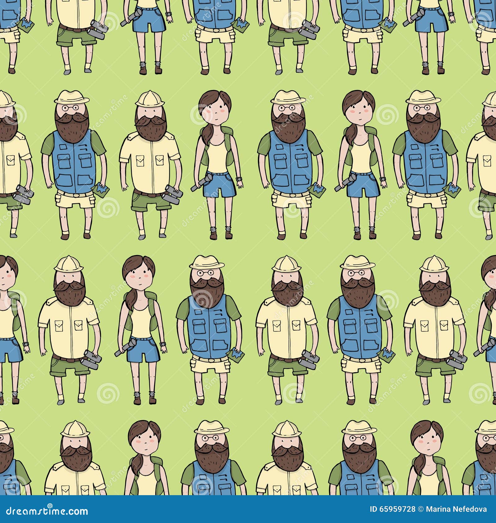 Seamless Pattern with Different Explorers Stock Illustration ...