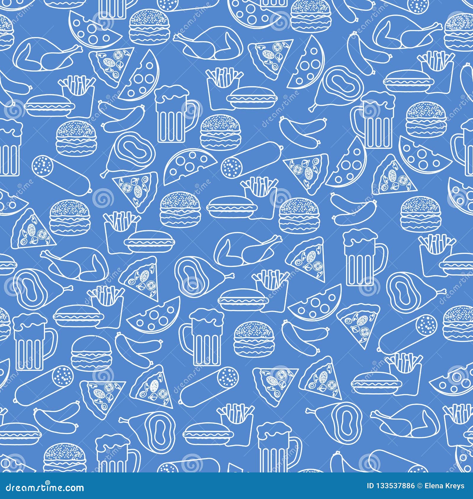 Seamless Pattern with Different Foods Stock Vector - Illustration of ...