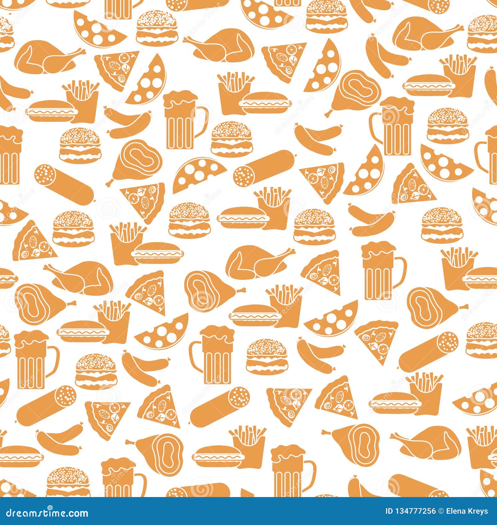 Seamless Pattern with Different Foods Stock Vector - Illustration of ...