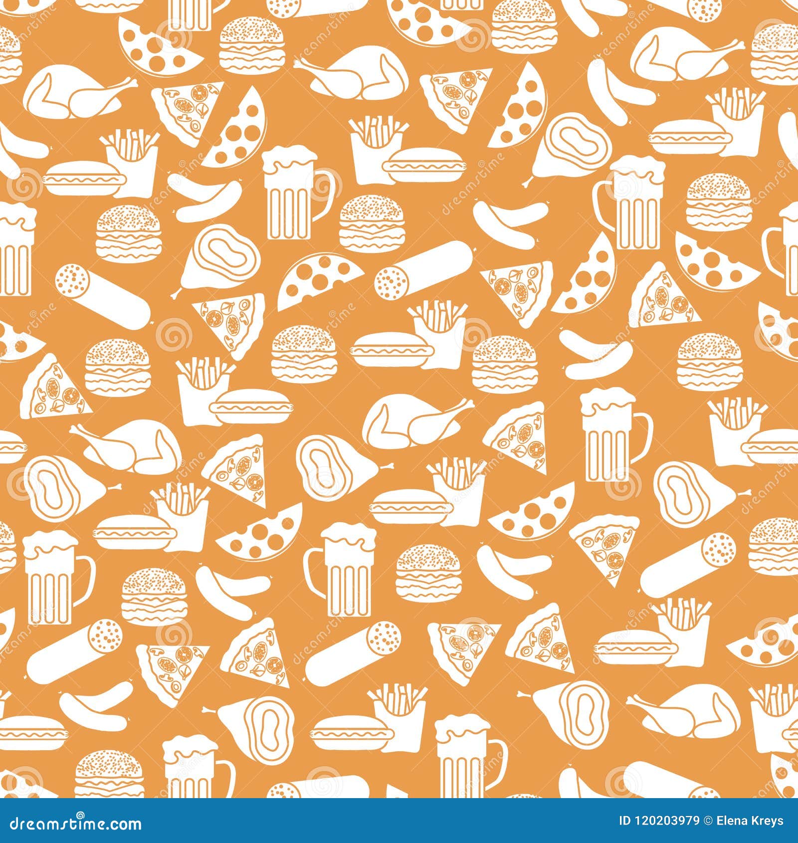 Seamless Pattern with Different Foods. Stock Vector - Illustration of ...