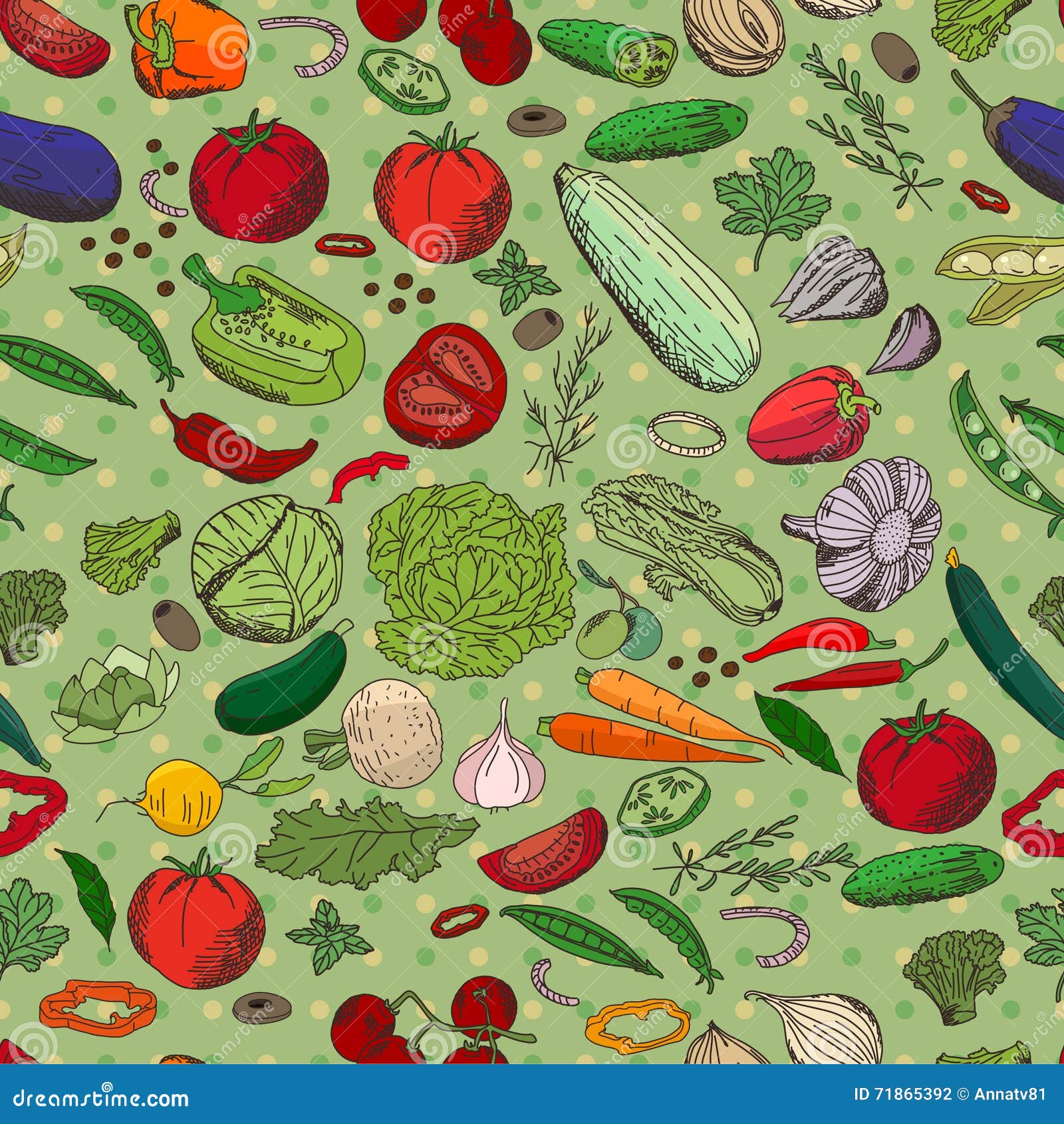 Seamless Pattern with Different Fresh Vegetables. Stock Illustration ...