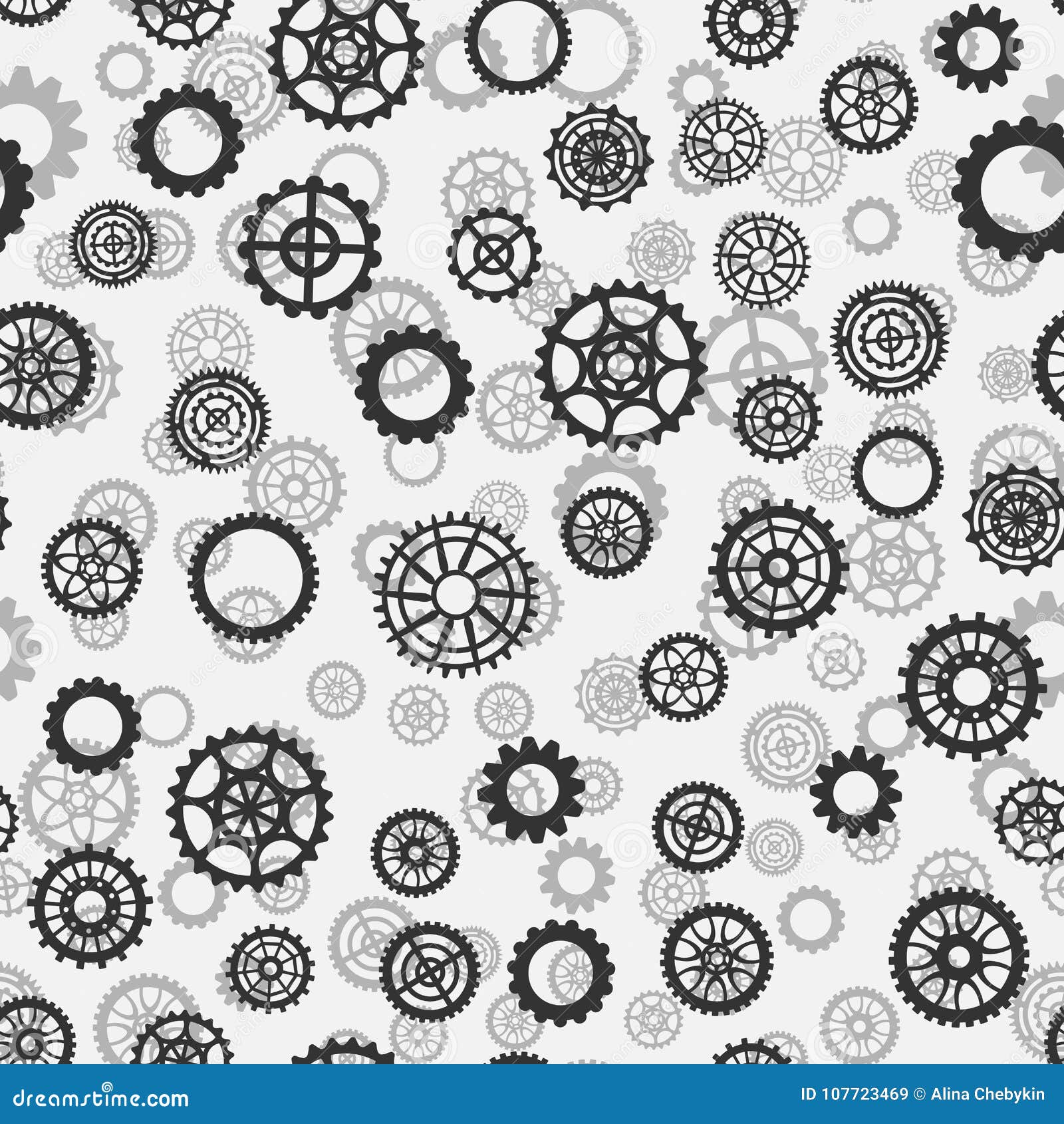 Seamless Pattern with Different Gears Stock Vector - Illustration of ...