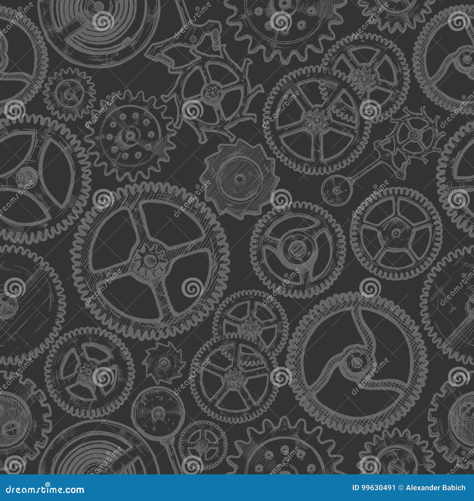 Seamless Pattern with Different Gears Stock Vector - Illustration of ...