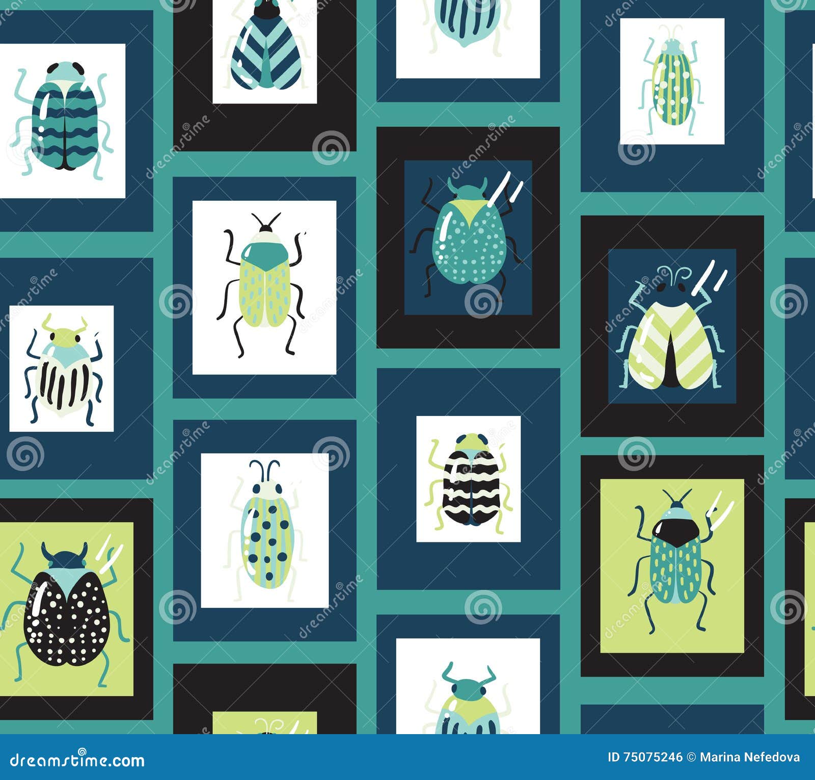 Seamless Pattern with Different Insects Stock Illustration ...