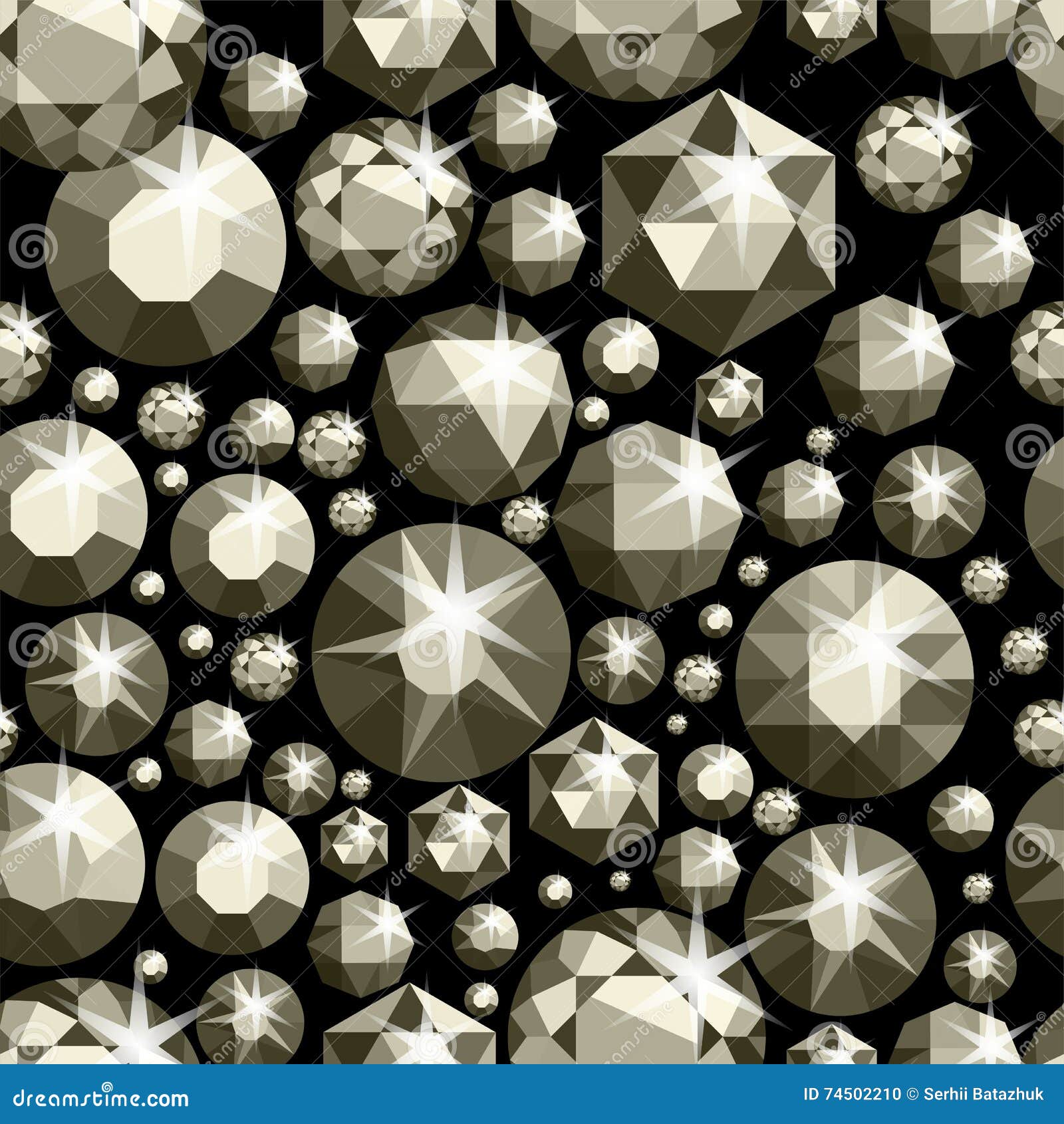 Seamless Pattern with Different Jewels. Stock Vector - Illustration of ...