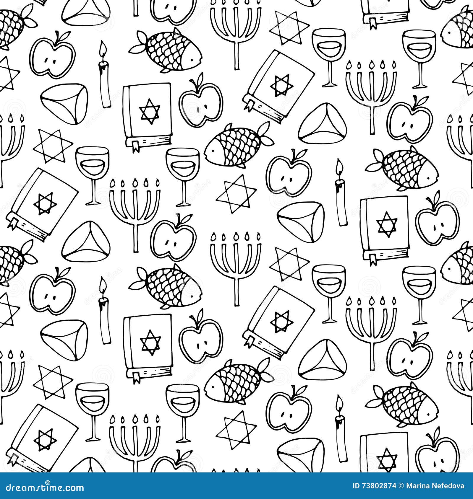 Seamless Pattern with Different Jewish Elements Stock Illustration ...
