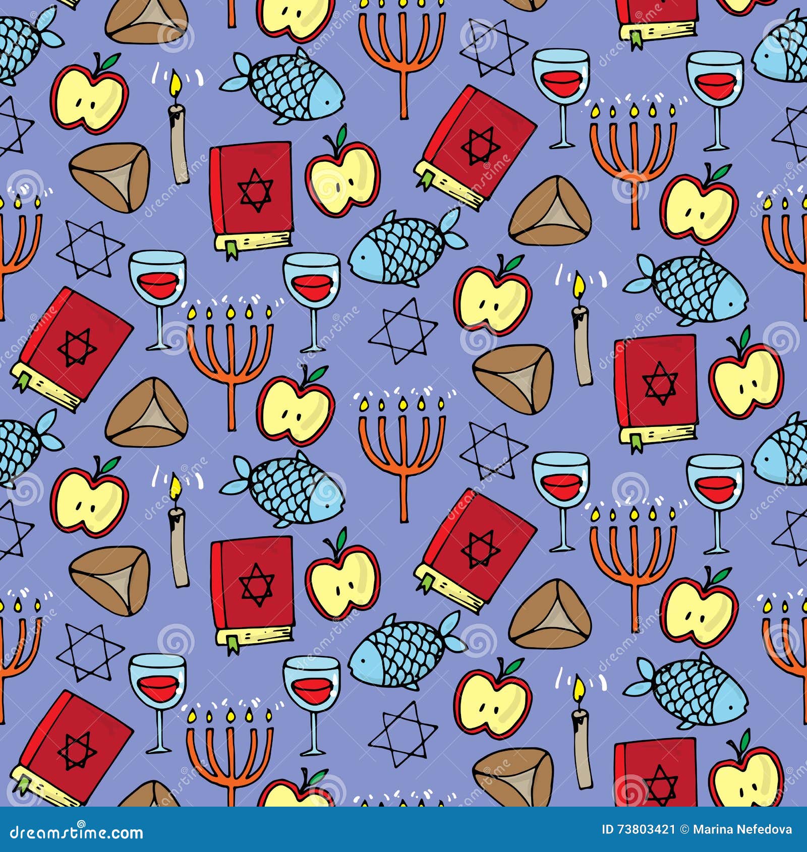 Seamless Pattern with Different Jewish Elements Stock Illustration ...