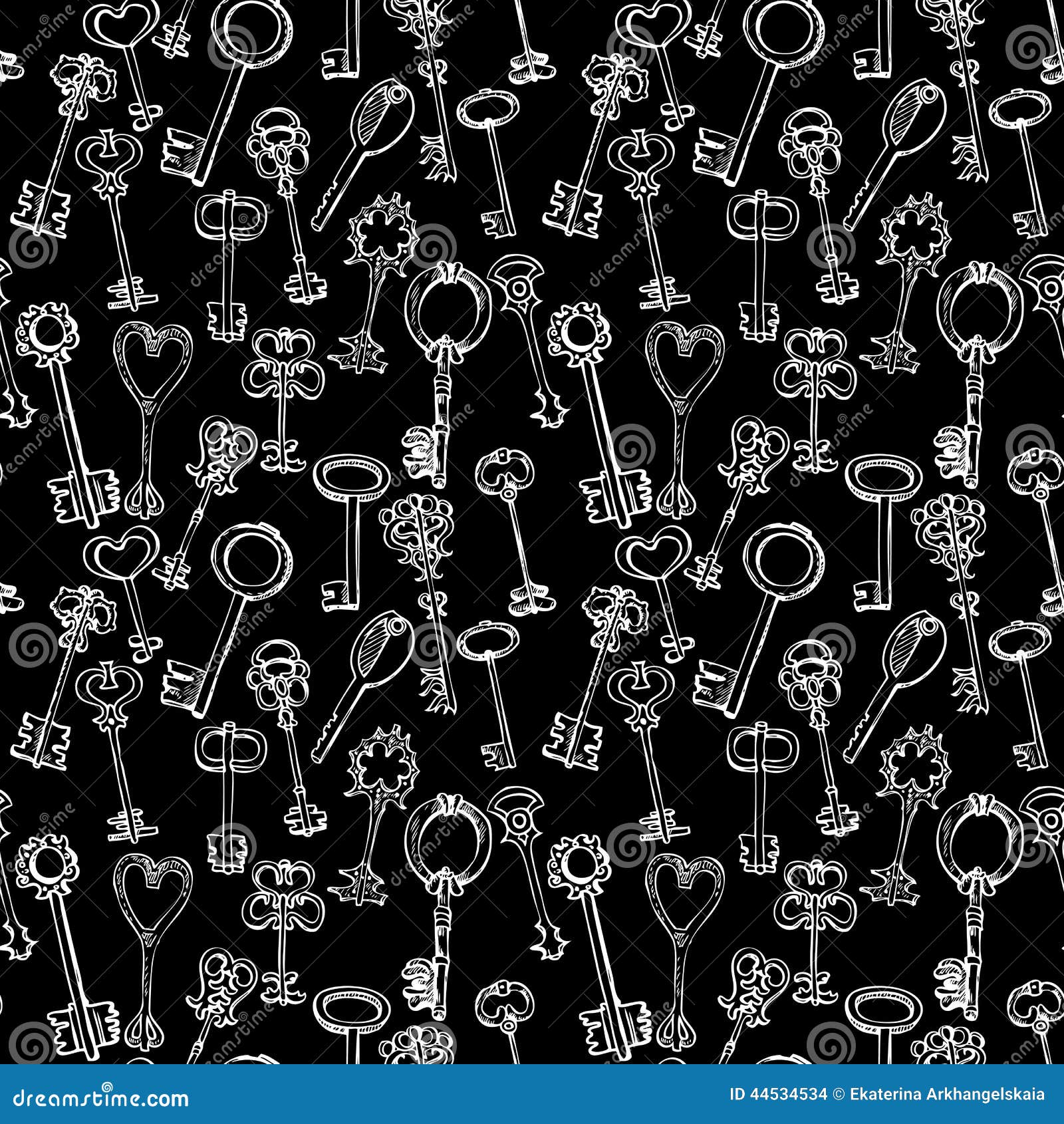 Seamless Pattern with Different Keys Stock Vector - Illustration of ...