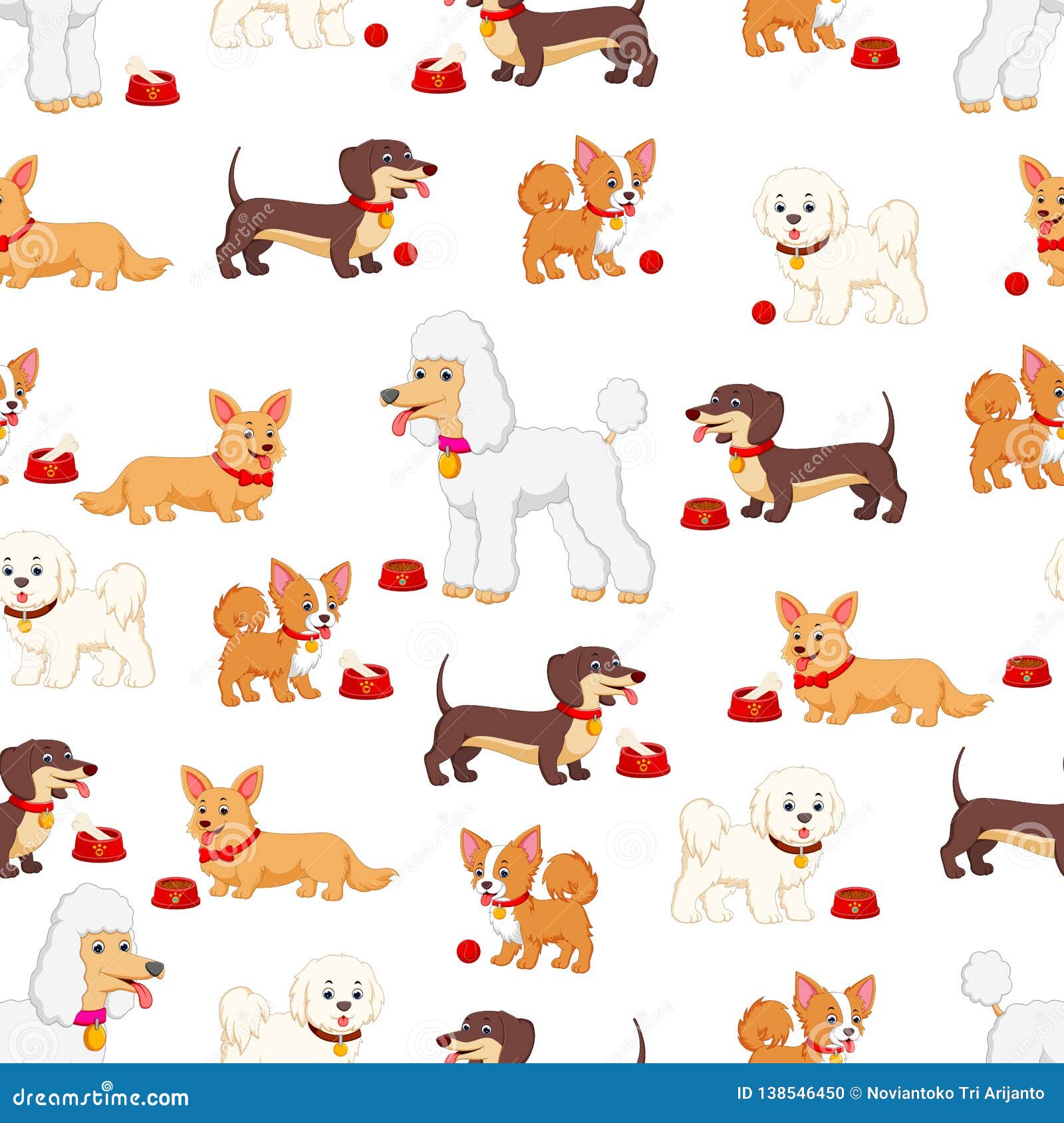Seamless Pattern with Different Kind of Dogs Stock Vector ...