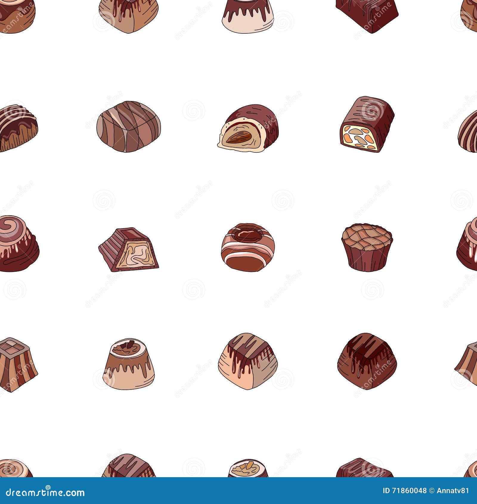 Seamless Pattern with Different Kinds of Chocolate Candies - Milk,dark ...
