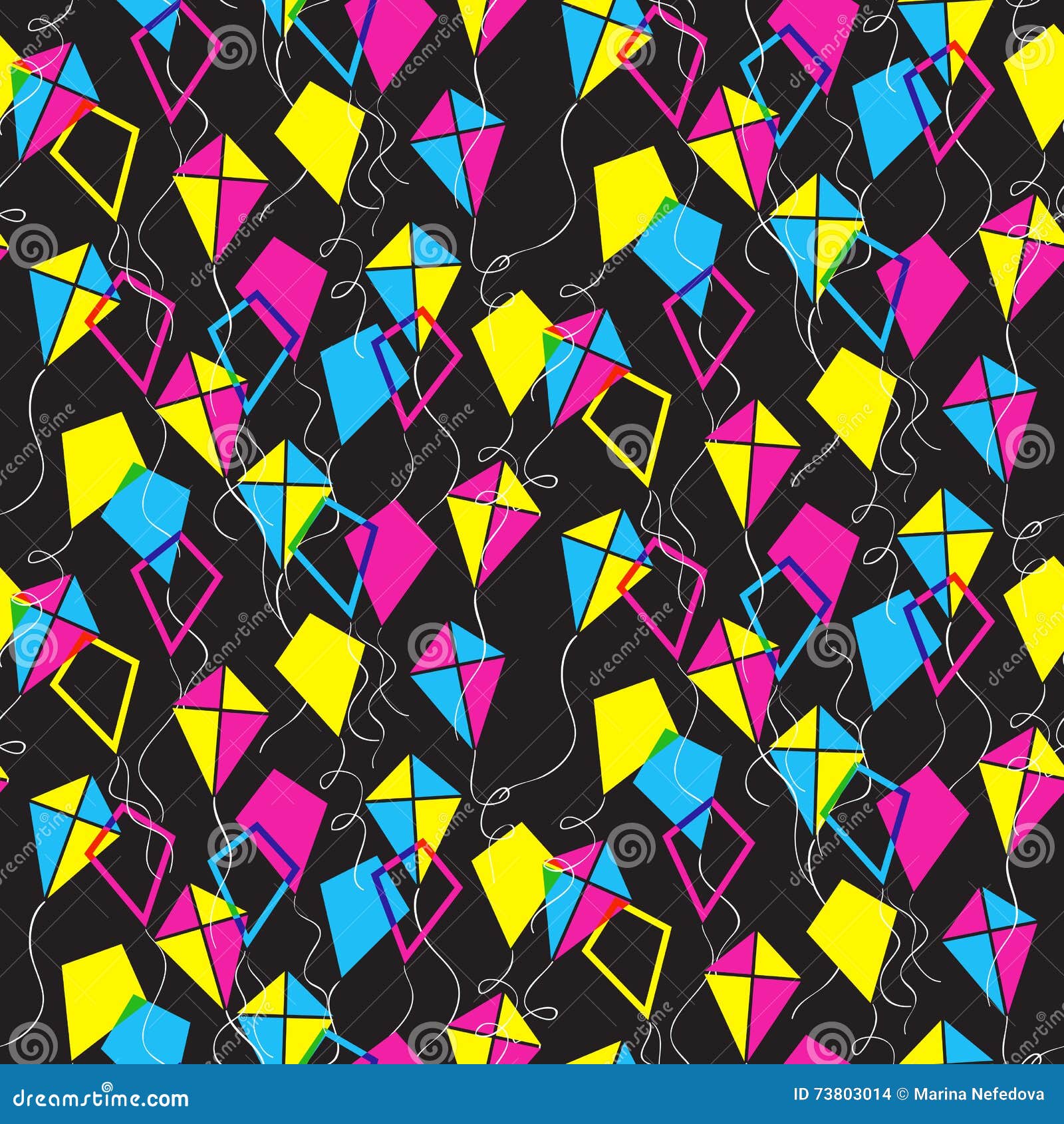 Seamless Pattern with Different Kites Stock Illustration - Illustration ...