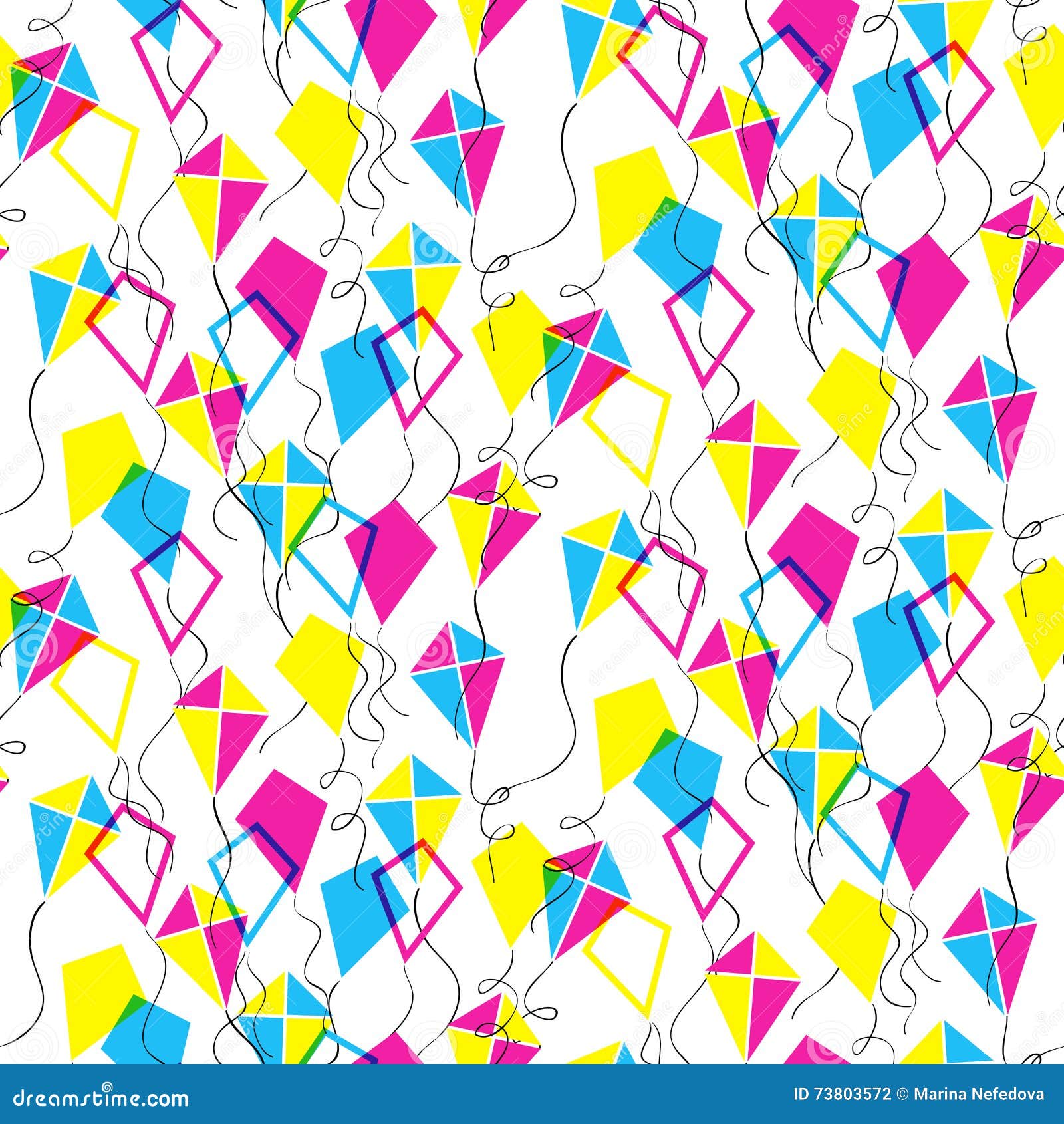Seamless Pattern with Different Kites Stock Illustration - Illustration ...