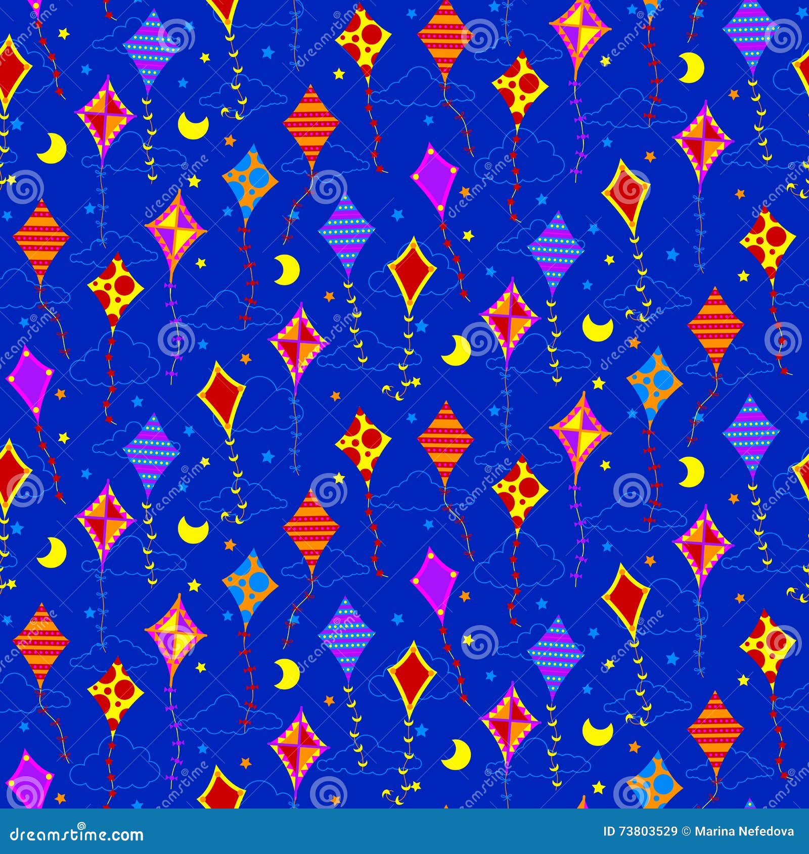 Seamless Pattern with Different Kites Stock Illustration - Illustration ...