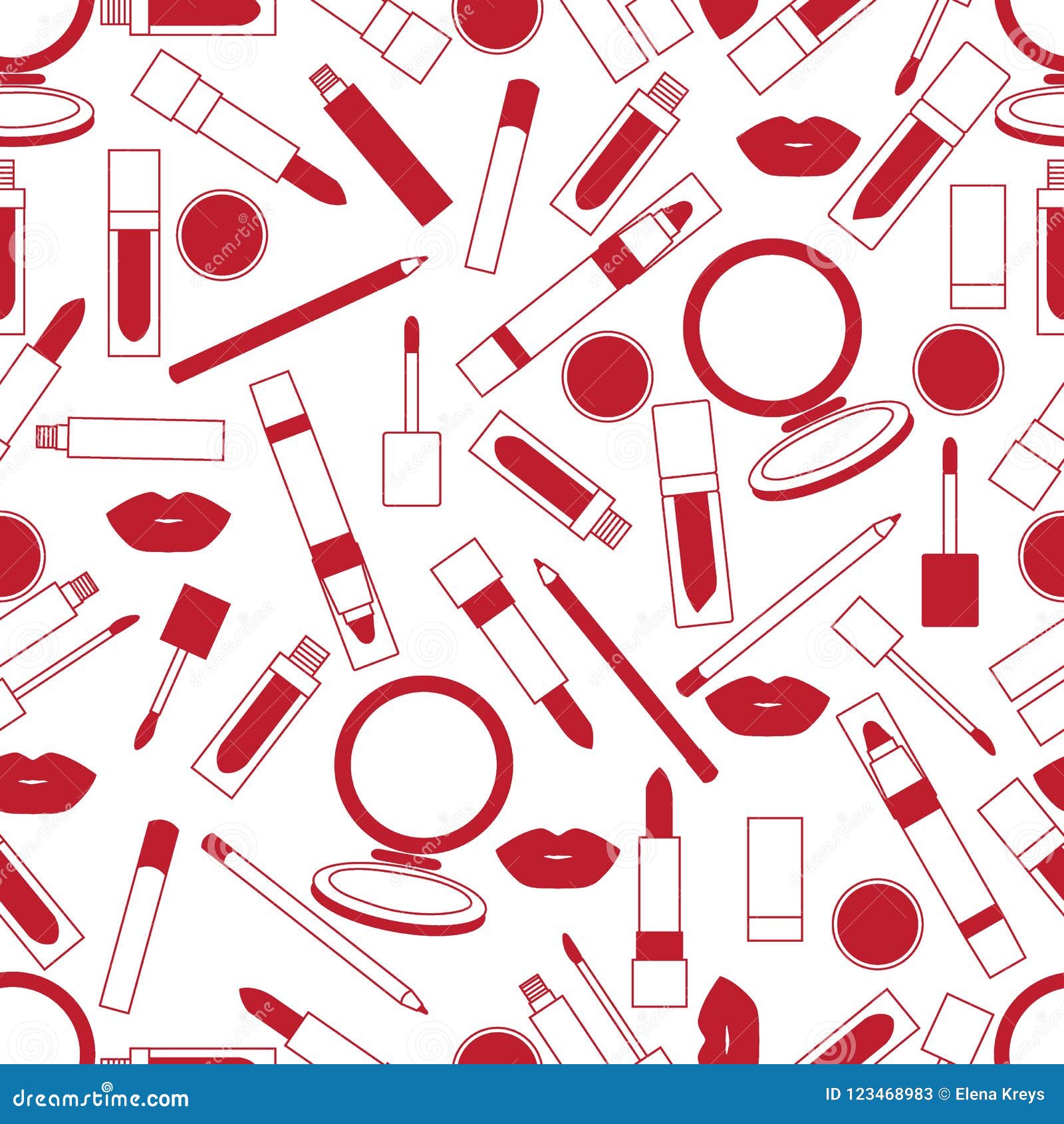 Seamless Pattern of Different Lip Make-up Tools. Glamour Fashion Stock ...