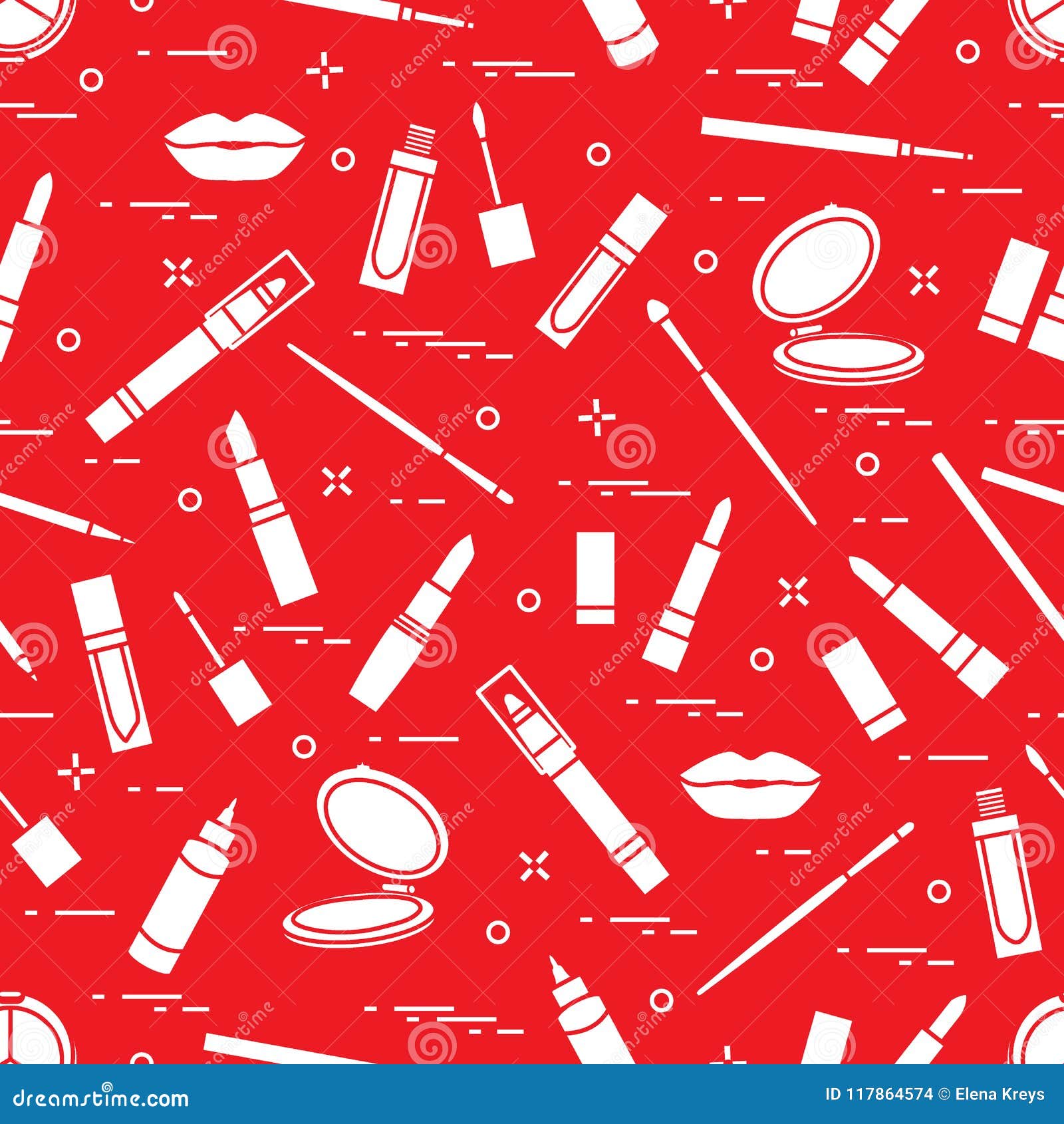 Seamless Pattern of Different Lip Make-up Tools. Vector Illustration of ...