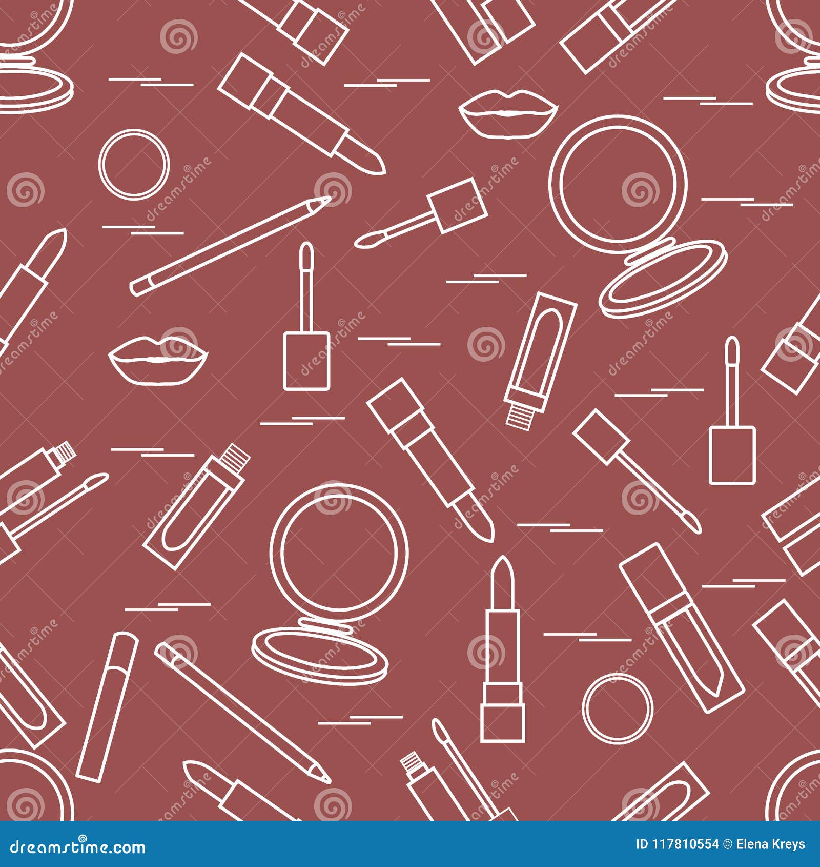 Seamless Pattern of Different Lip Make-up Tools. Vector Illustration of ...