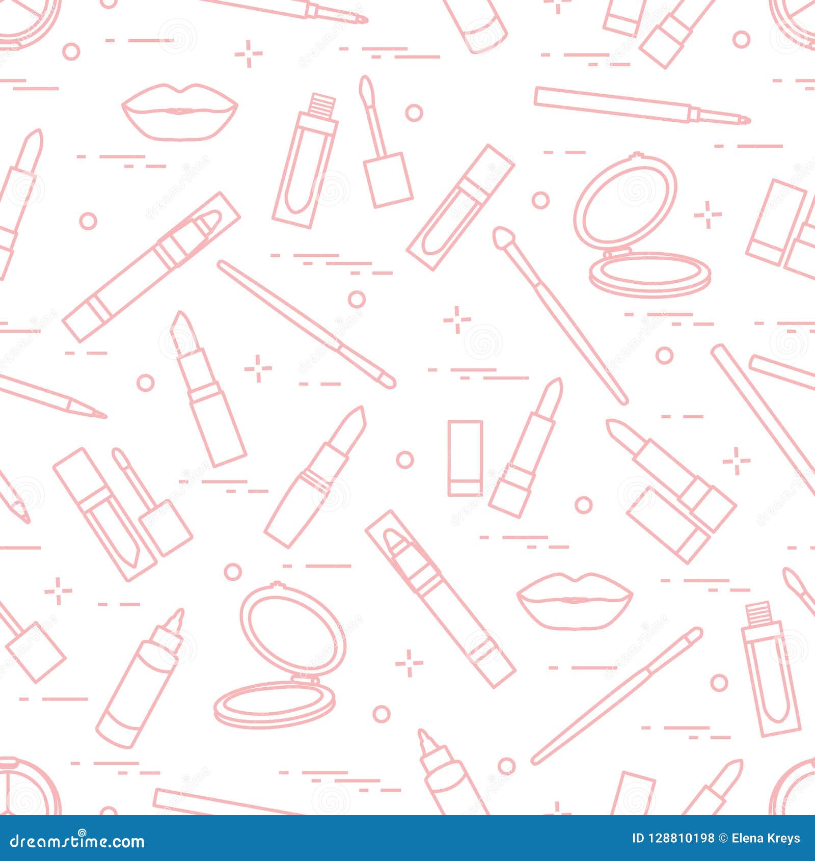 Seamless Pattern of Different Lip Make-up Tools. Vector Illustration of ...