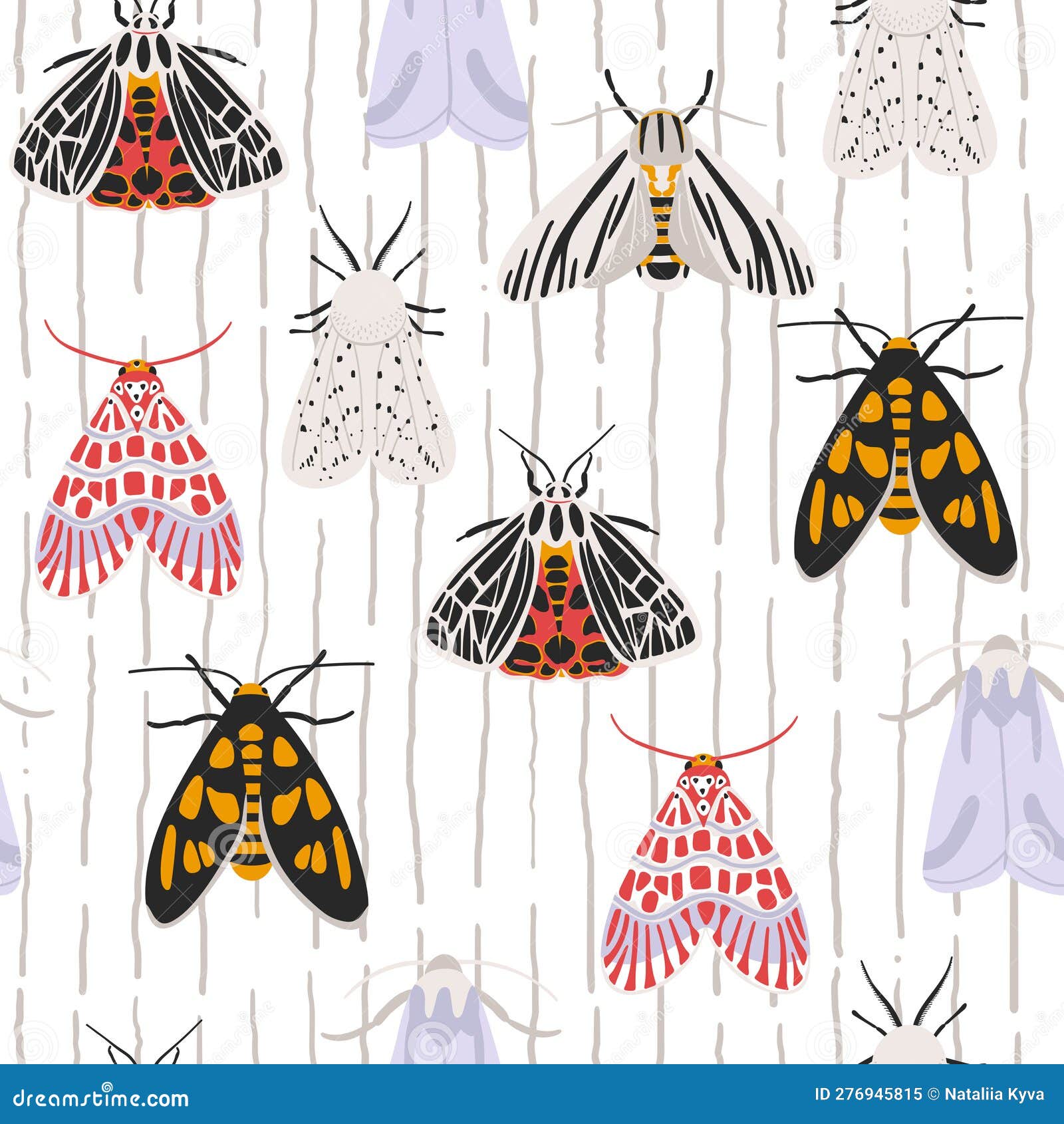 Different Moths And Butterflies In Watercolor Style. Vector Flying ...