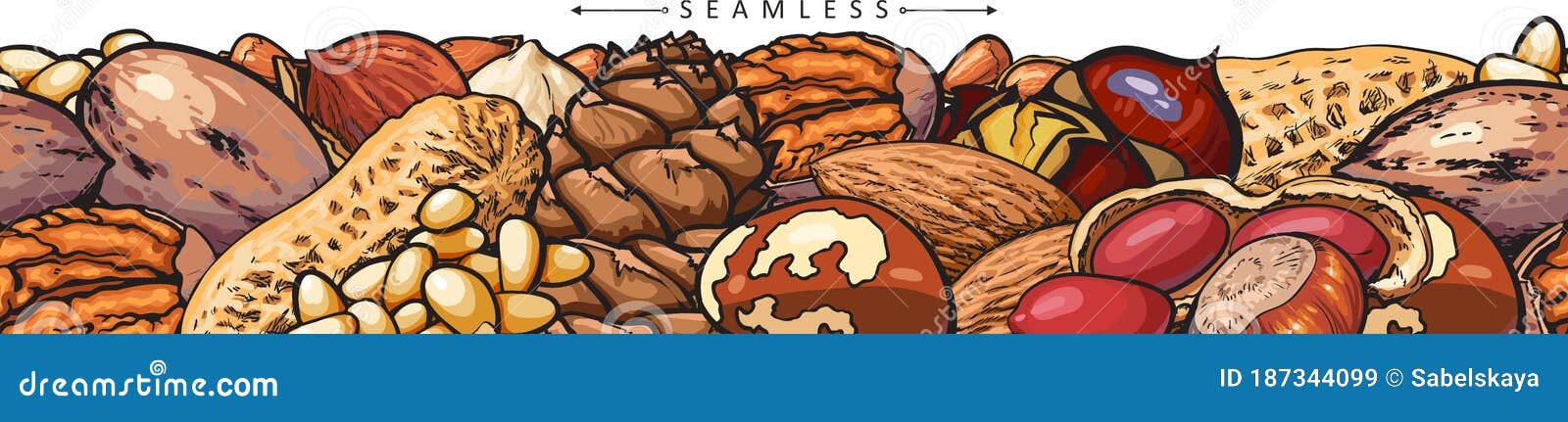 Seamless Pattern with Different Nuts Sketch Vector Illustration ...
