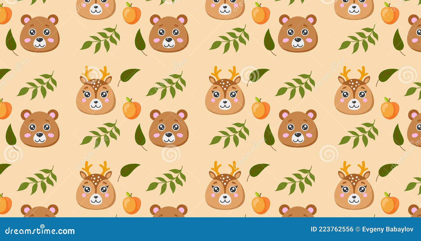 Seamless Pattern, Different Realistic Forest Animals - Vector Stock ...