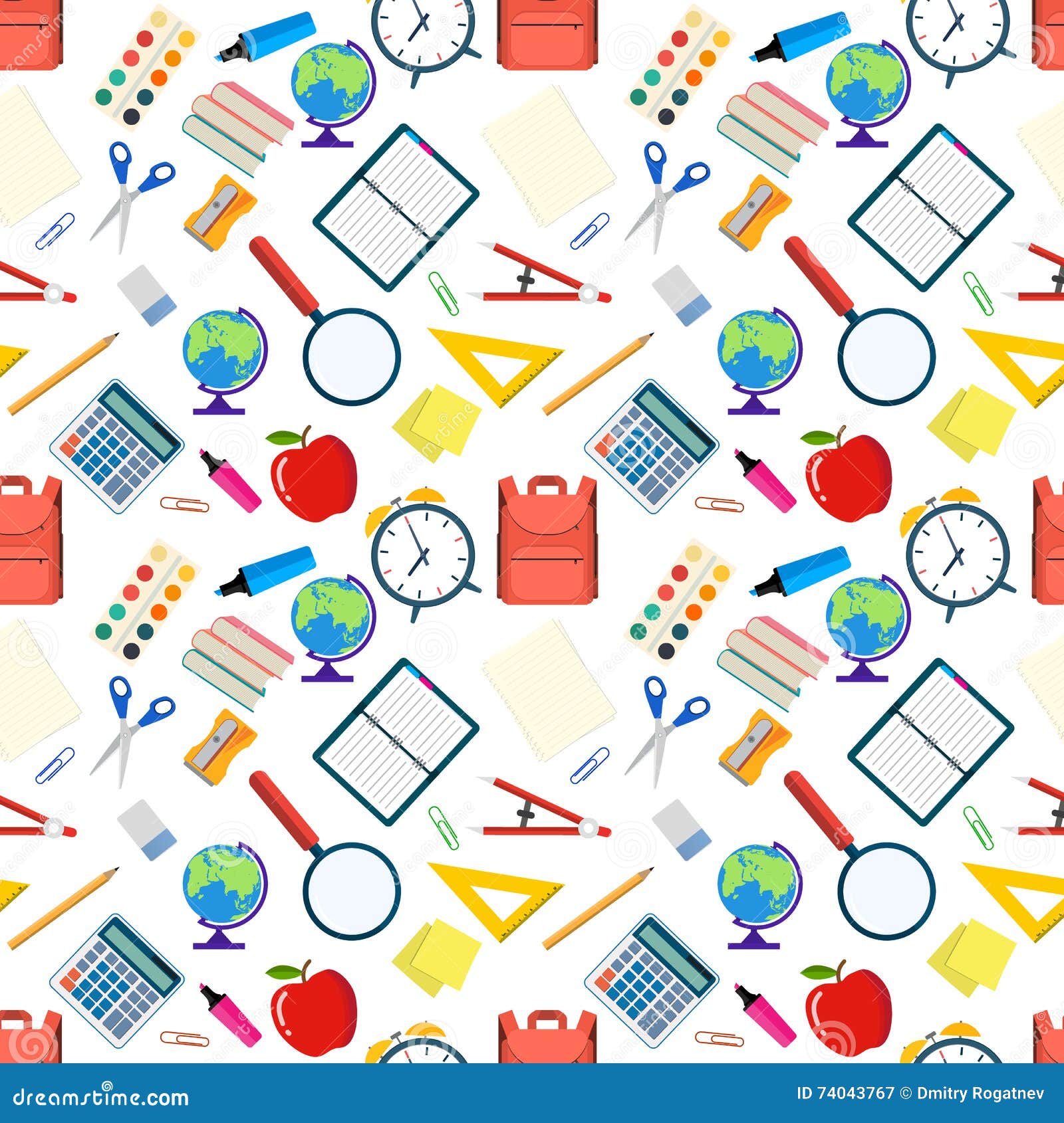 Seamless Pattern with Different School Objects Stock Vector ...