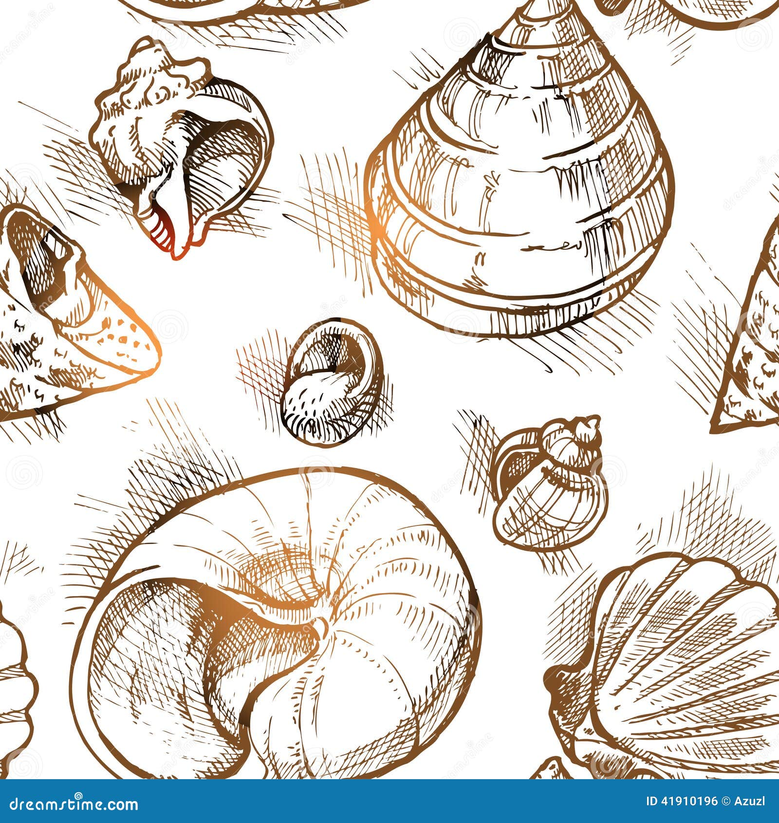 Seamless Pattern from of Different Shapes Shell Sketches 2 Stock Vector ...