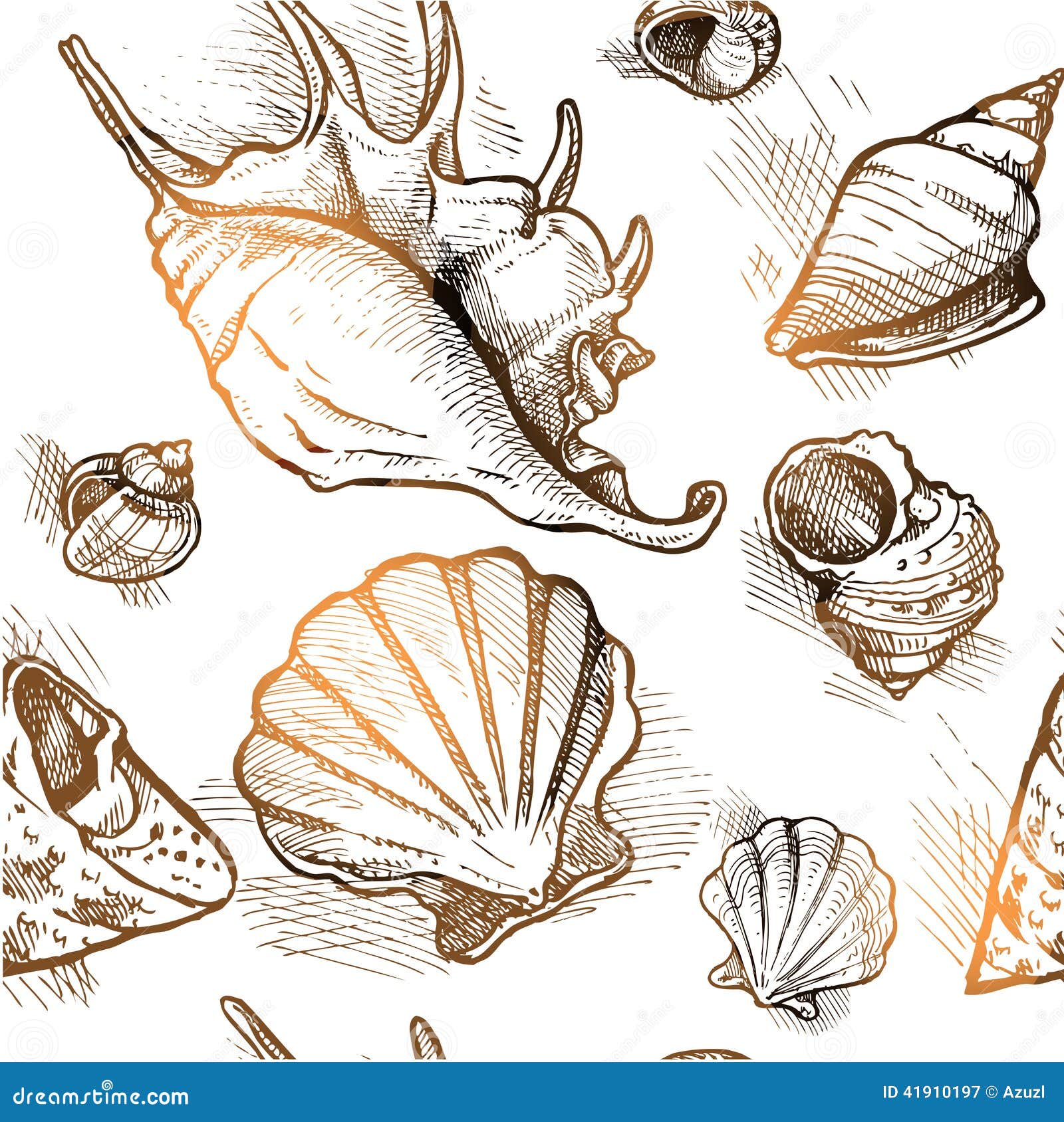 Seamless Pattern from of Different Shapes Shell Sketches 1 Stock Vector ...