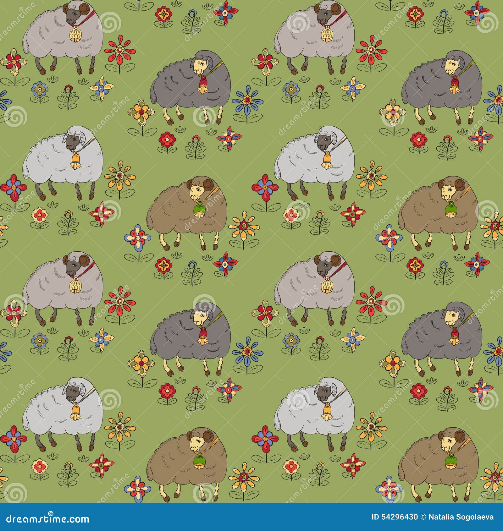 Seamless Pattern with Different Sheep Stock Vector - Illustration of ...