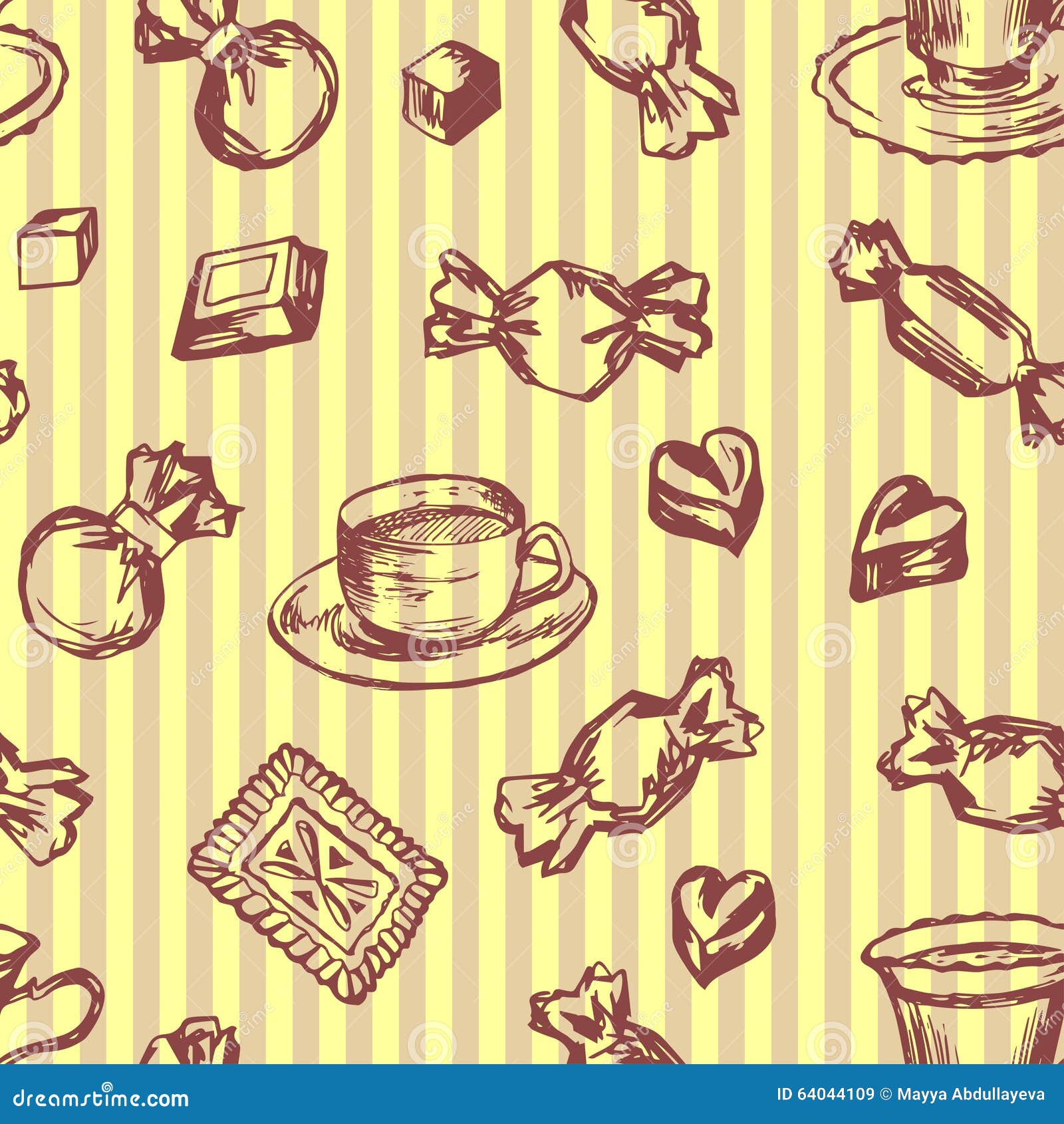 Seamless Pattern with Different Sweets Stock Vector - Illustration of ...