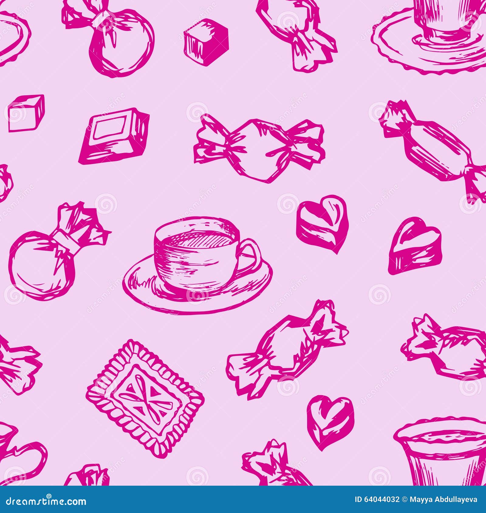 Seamless Pattern with Different Sweets Stock Vector - Illustration of ...