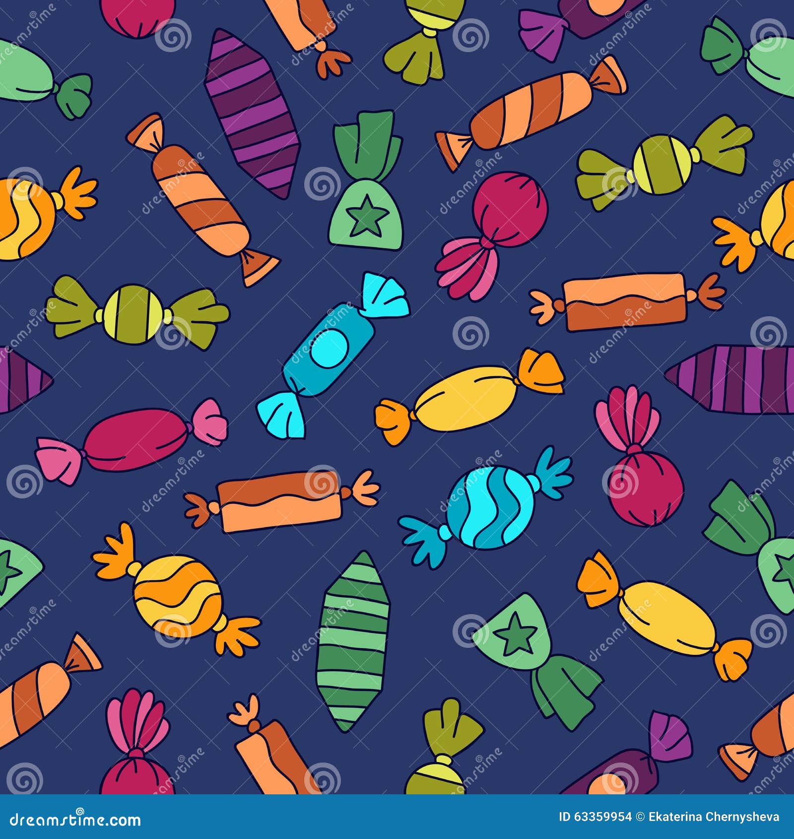 Seamless Pattern of Different Sweets Stock Vector - Illustration of ...