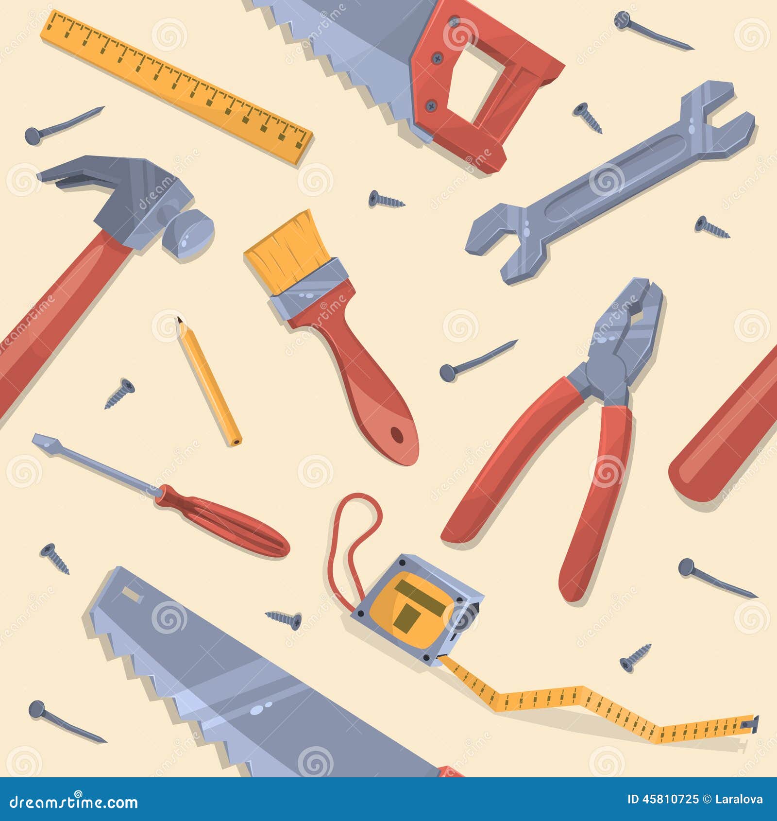 Seamless Pattern with Different Tools Stock Vector - Illustration of ...
