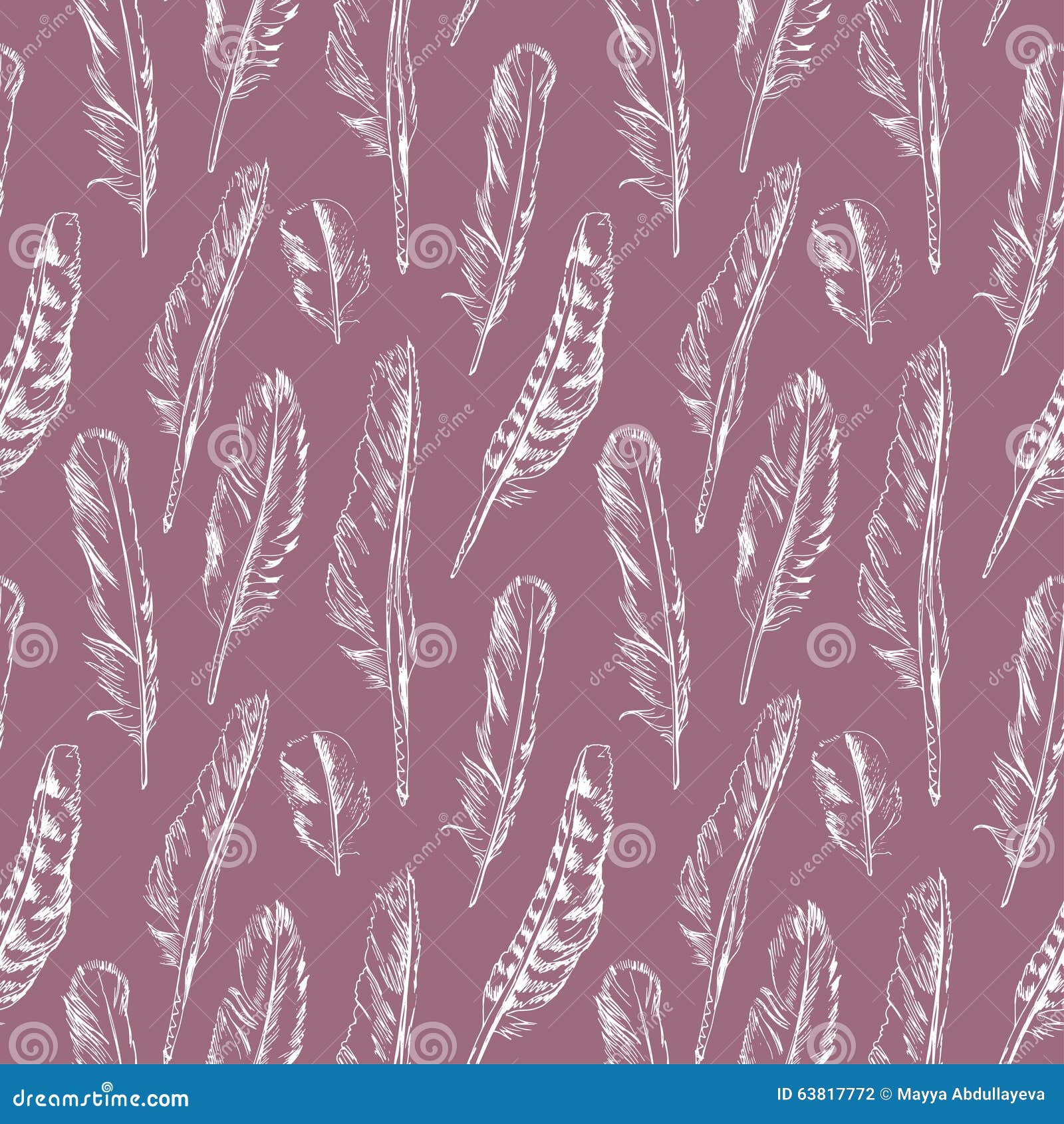 Seamless Pattern of Different Types of Birds Feather Stock Vector ...