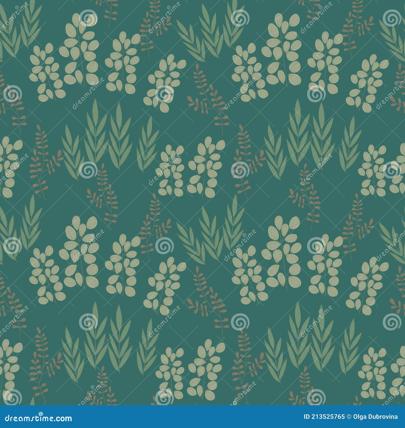 Seamless Pattern of Different Types of Field Grasses and Branches ...