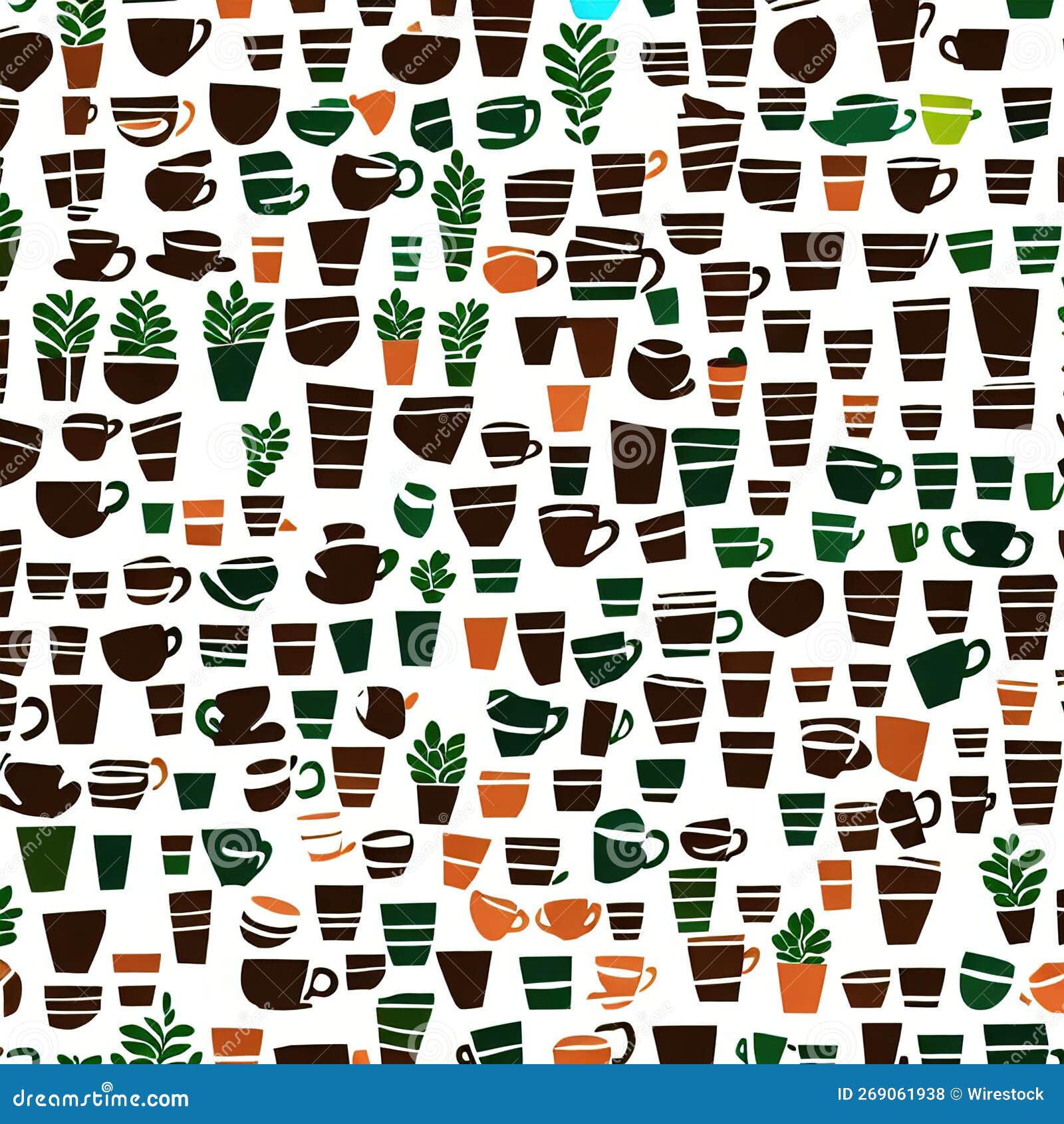 Seamless Pattern of Different Types of Plat Pots Isolated on the Empty ...