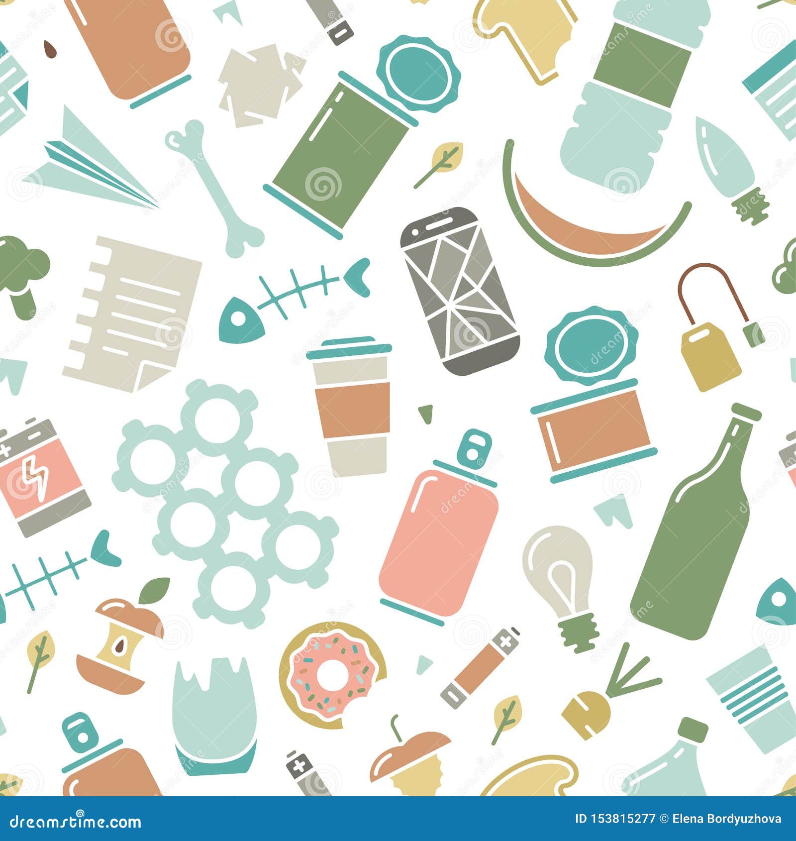 Seamless Pattern with Different Types of Waste Stock Vector ...