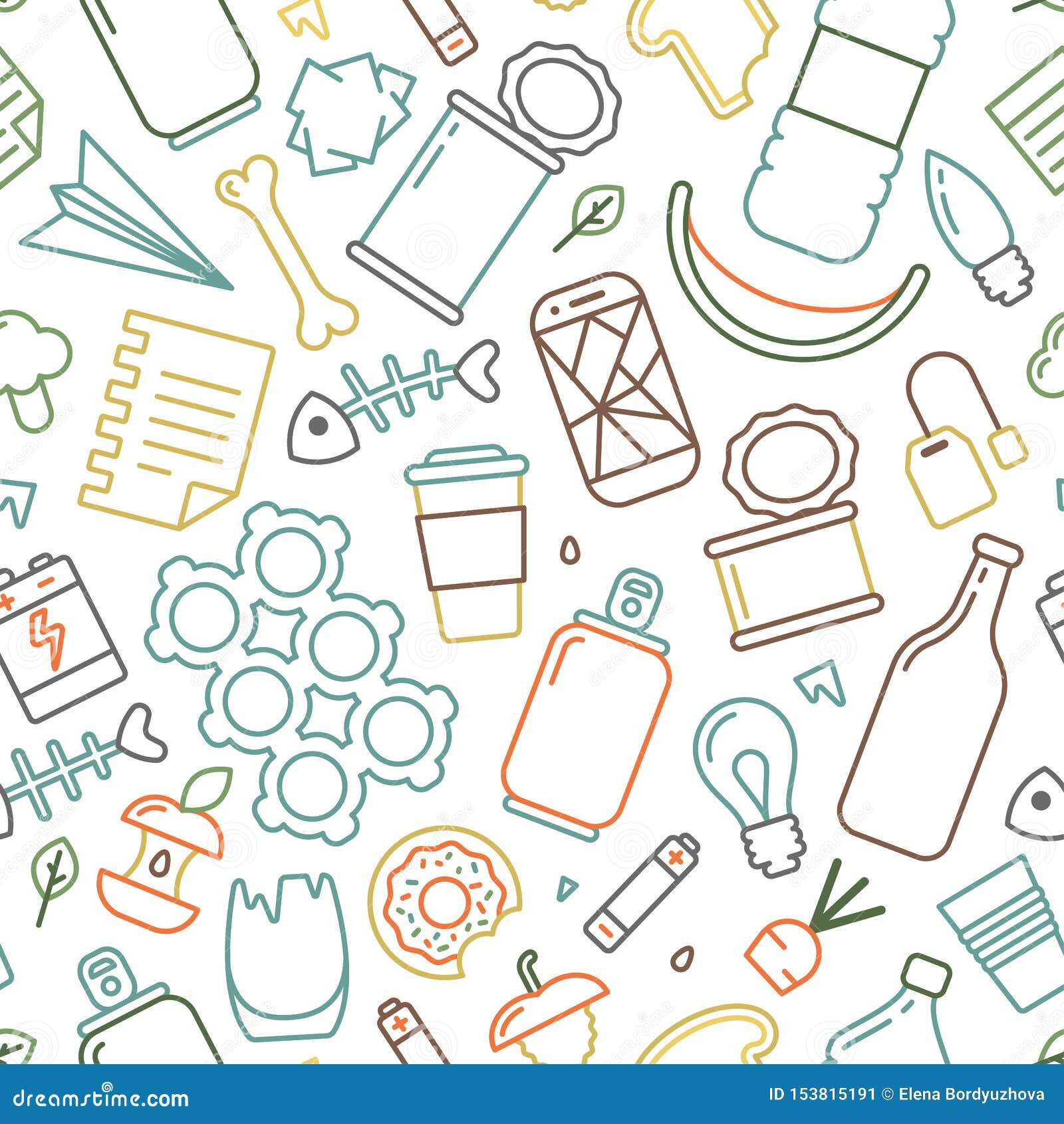 Seamless Pattern with Different Types of Waste Stock Vector ...