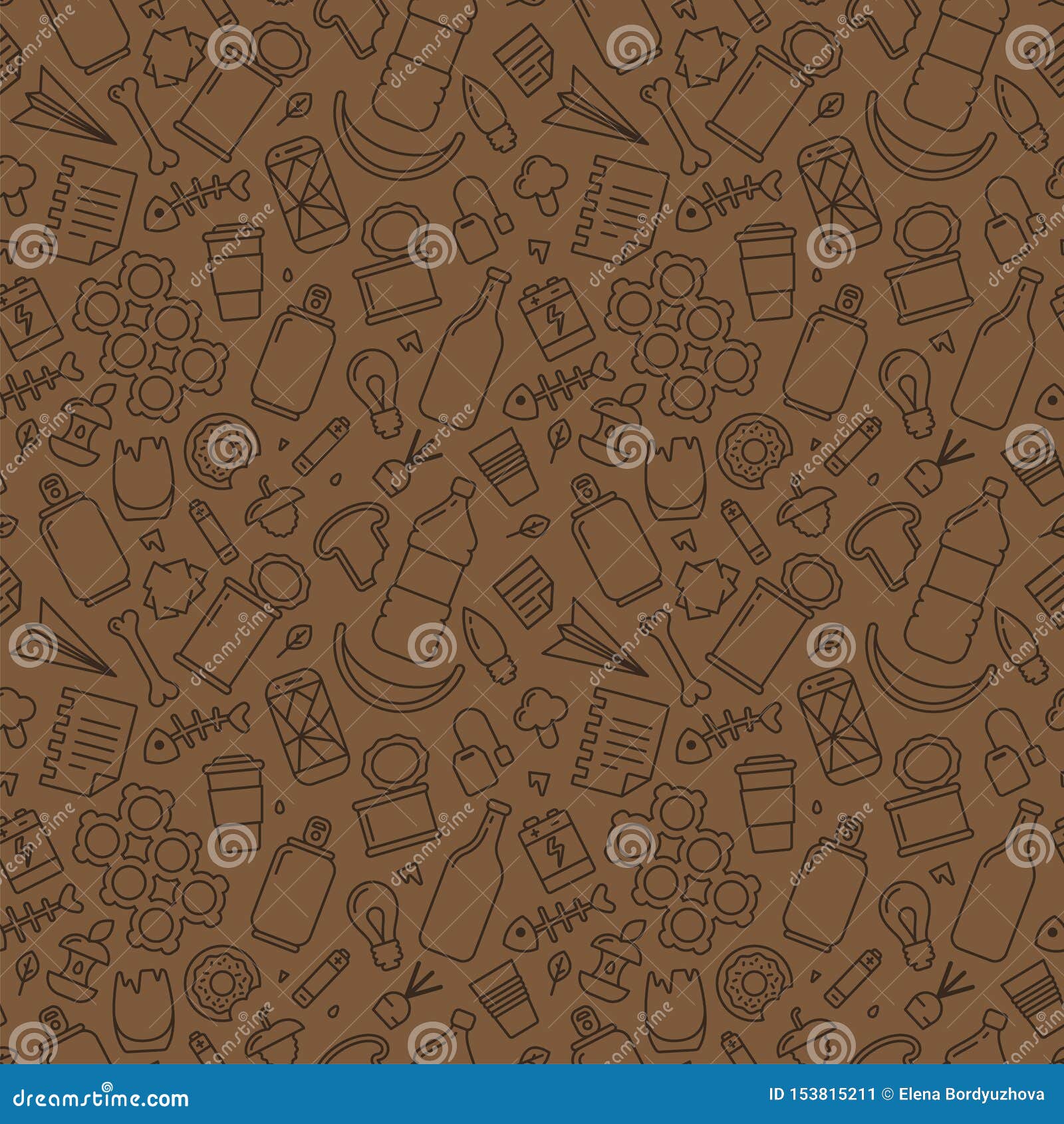 Seamless Pattern with Different Types of Waste Stock Vector ...