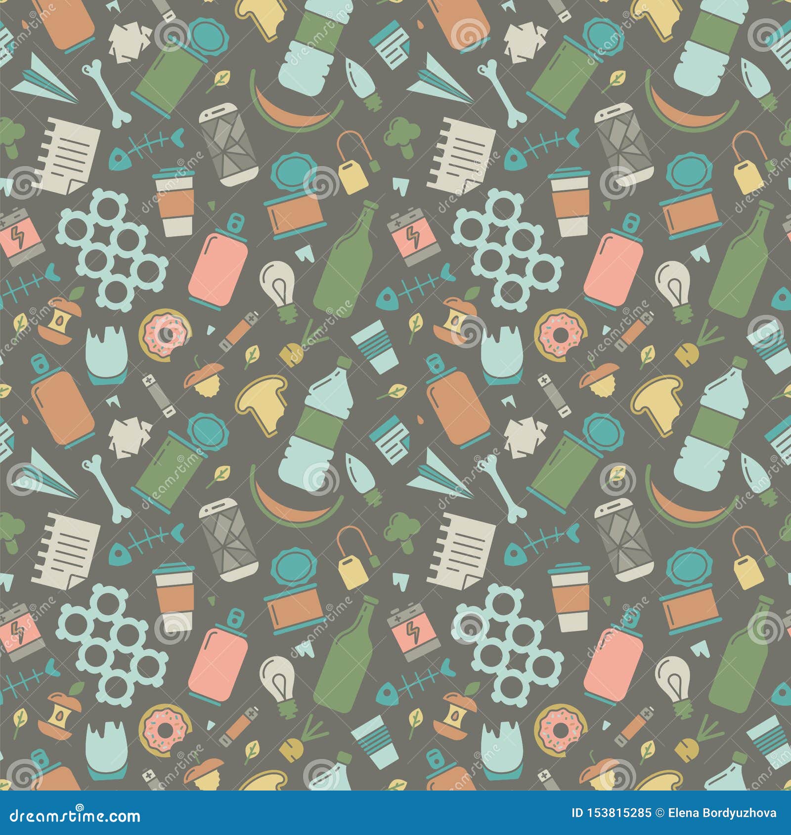 Seamless Pattern with Different Types of Waste Stock Vector ...