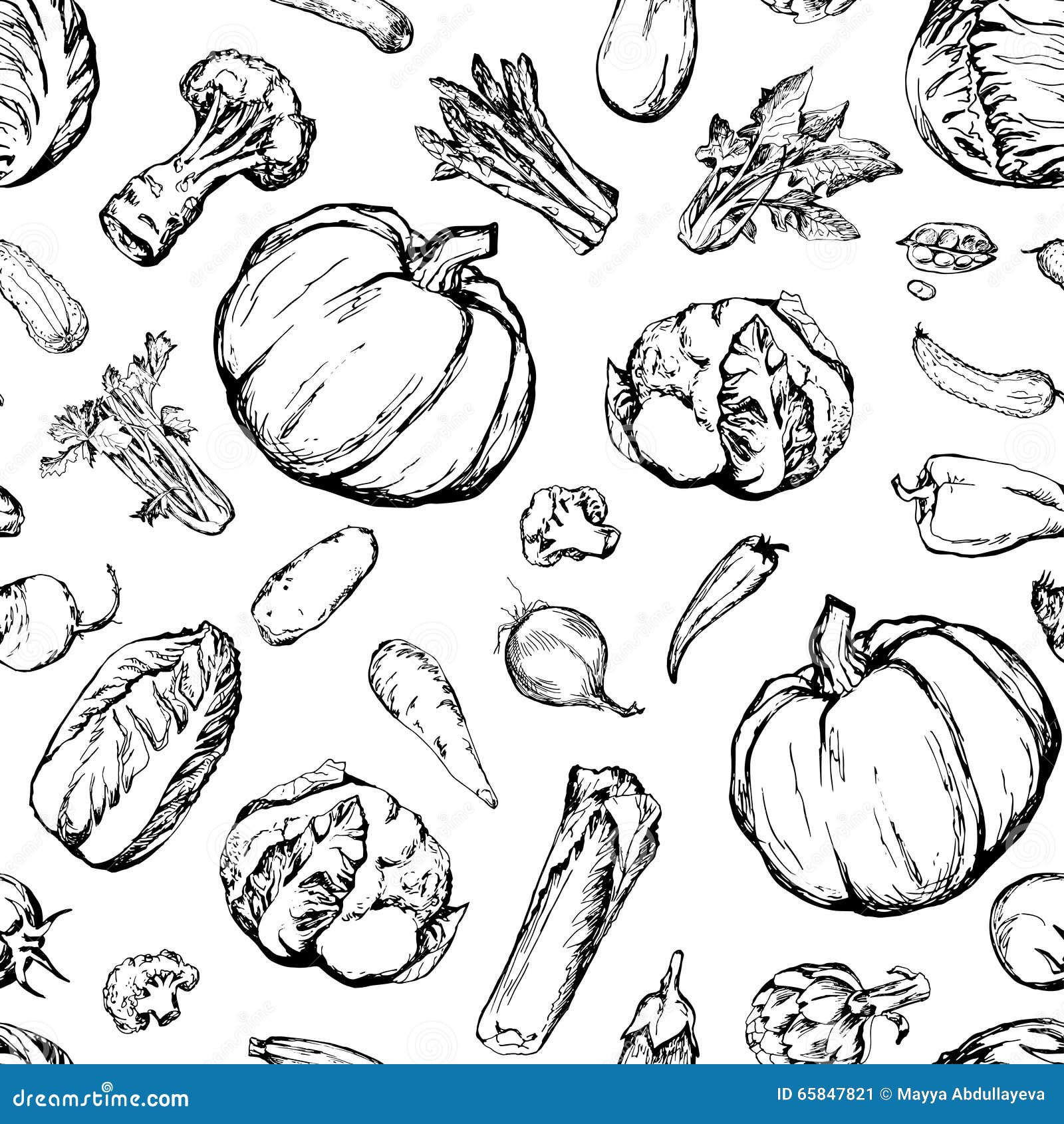 Seamless Pattern with Different Vegetables Stock Vector - Illustration ...