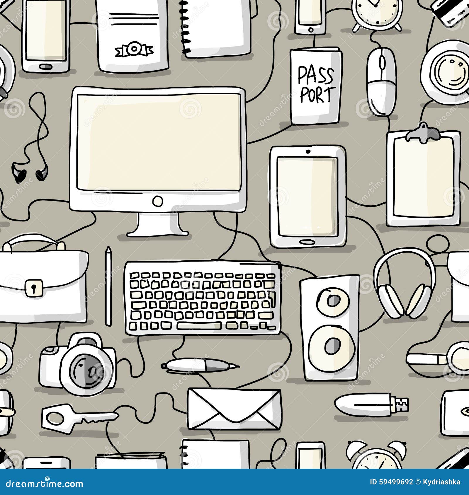 Seamless Pattern with Digital Office Devices Stock Vector ...