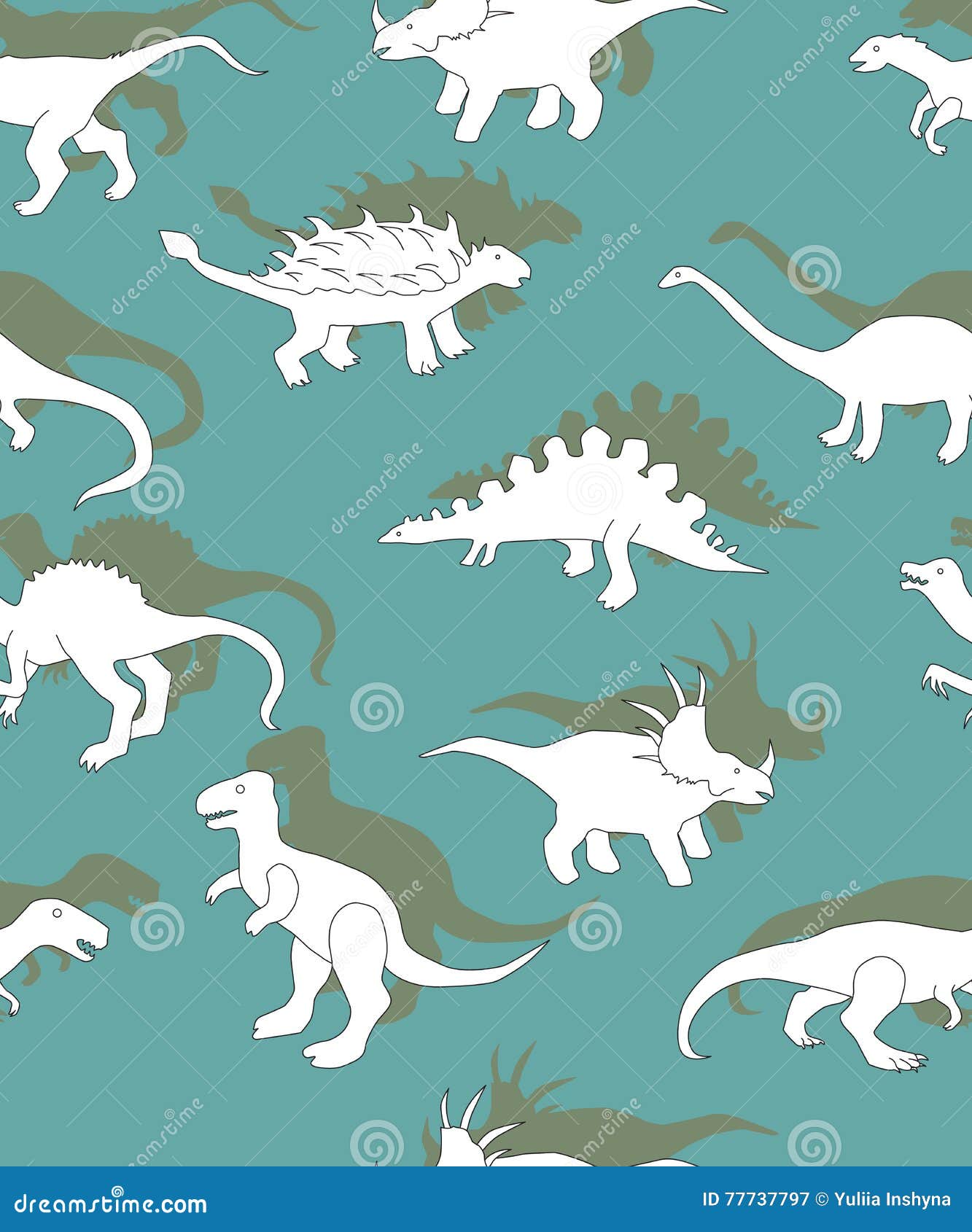 Pattern With Dinosaurs Illustration Tyrannosaurus Vector Silhouette ...
